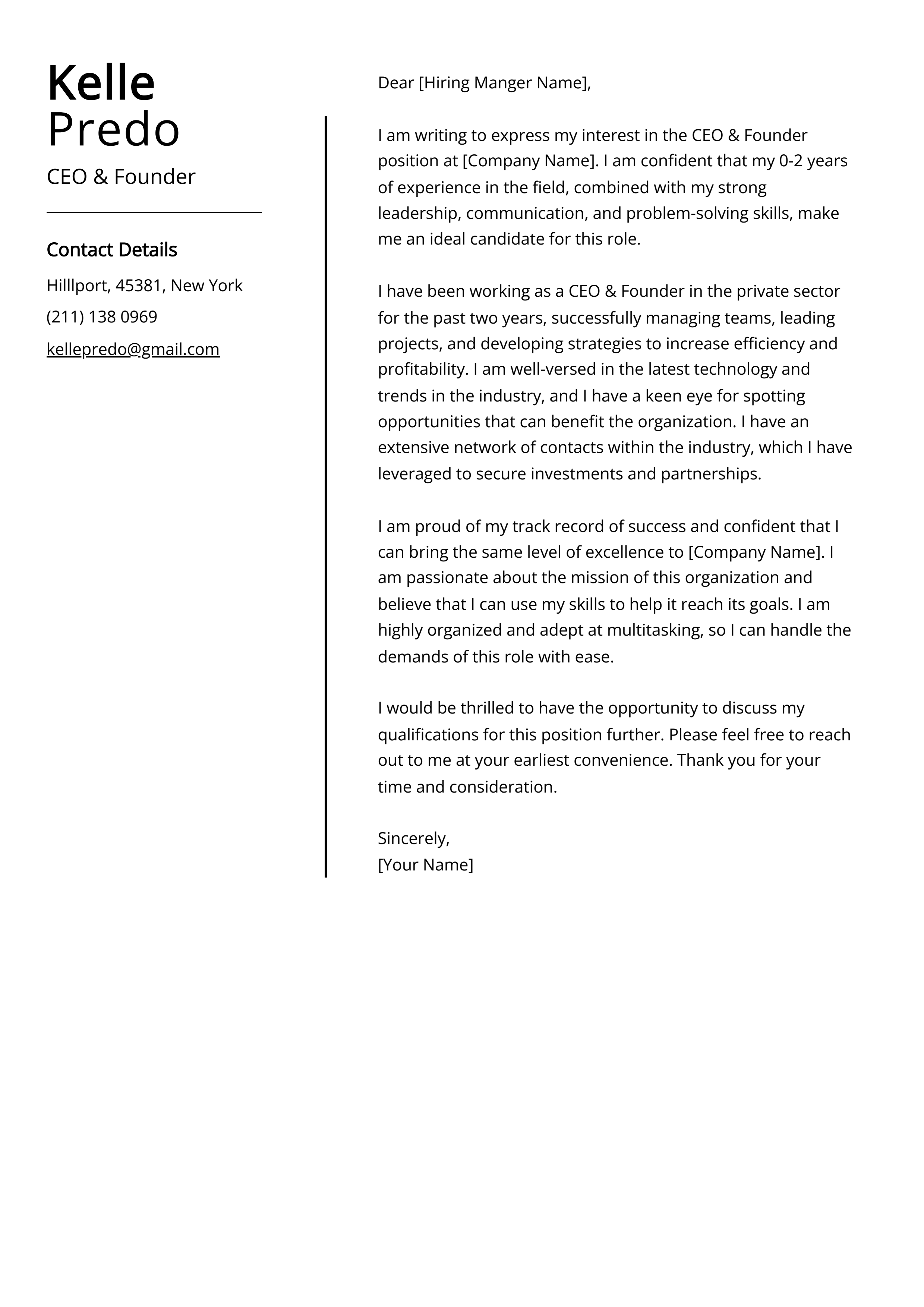 Earliest Convenience Letter
