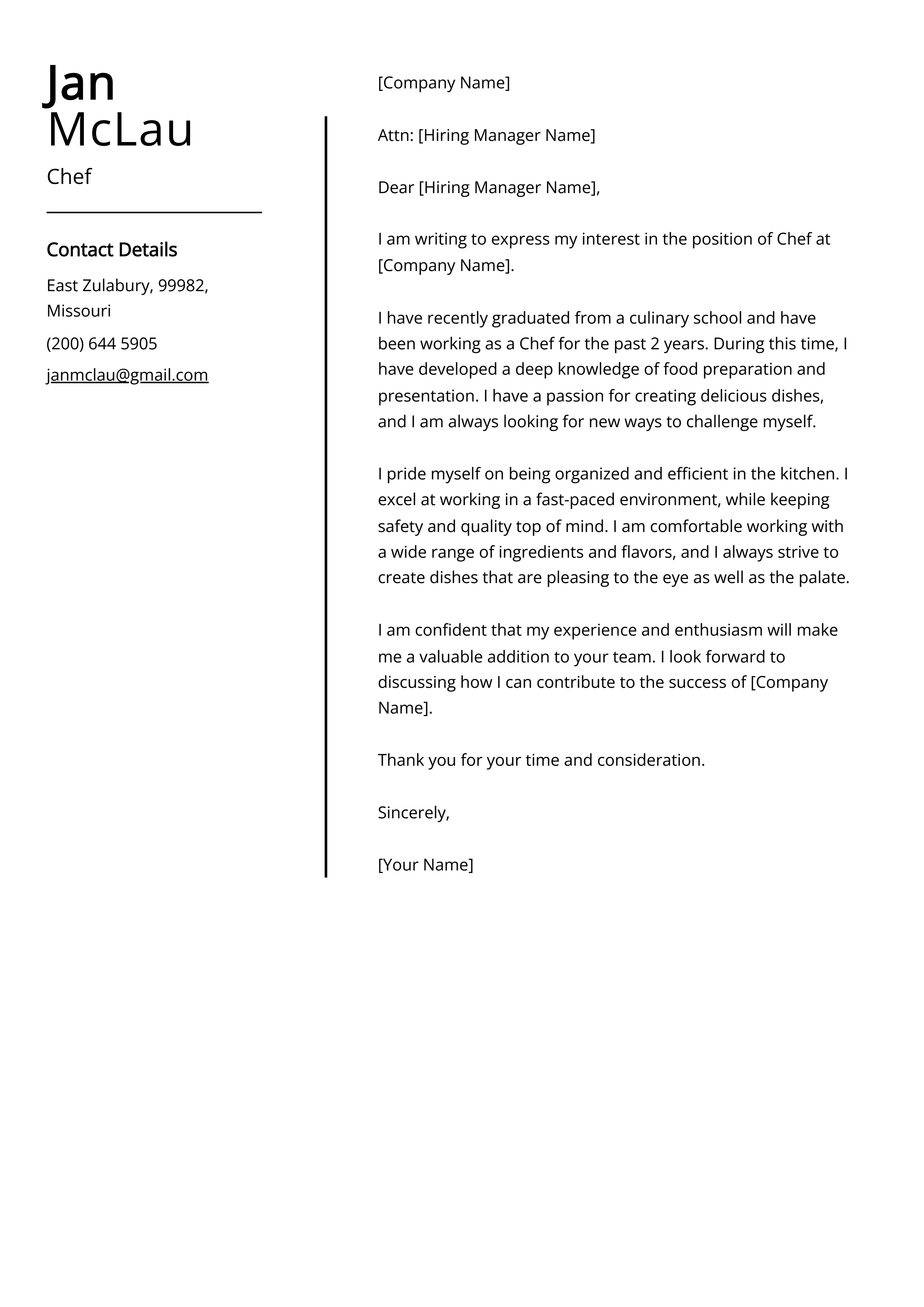 Simple Cover Letter For Job Application