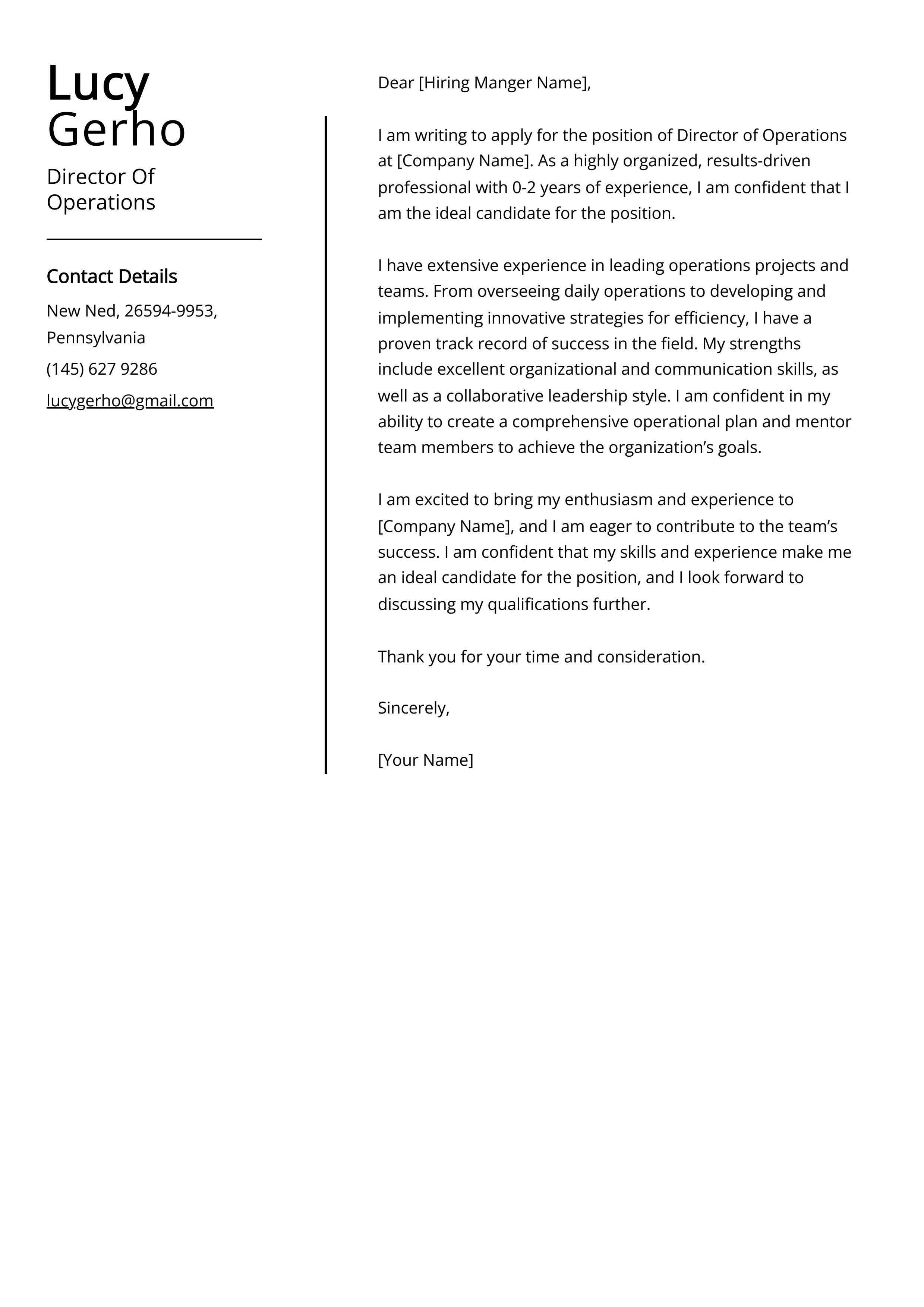 Director Of Operations Cover Letter Example Free Guide 