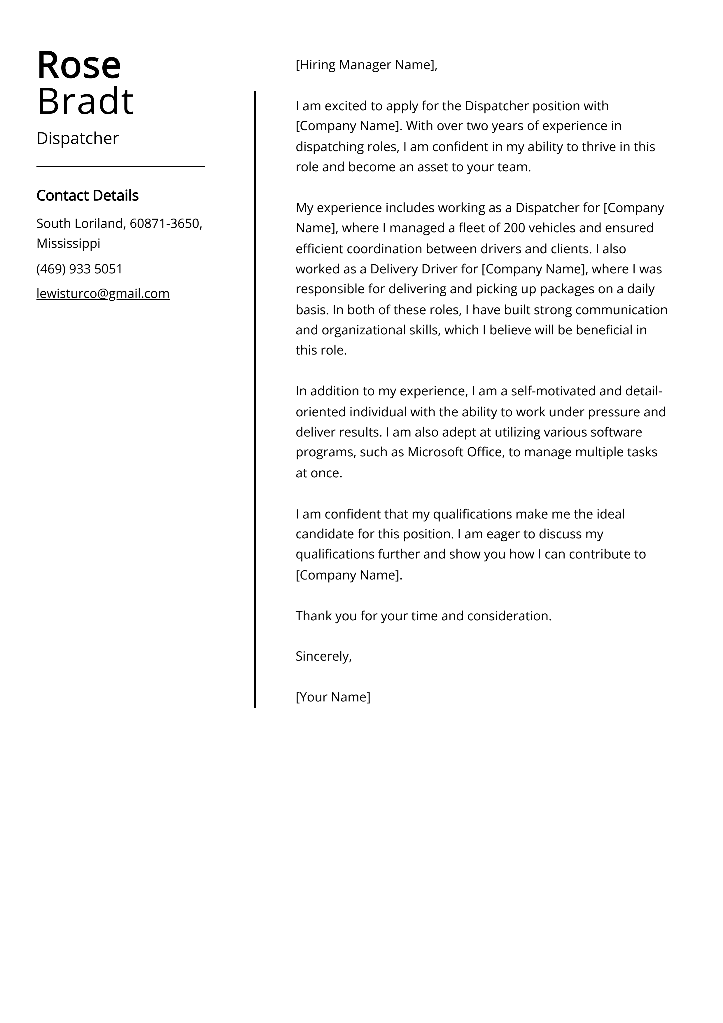 Dispatcher Cover Letter Example Free Guide Dispatcher Cover Letter Example Free Guide