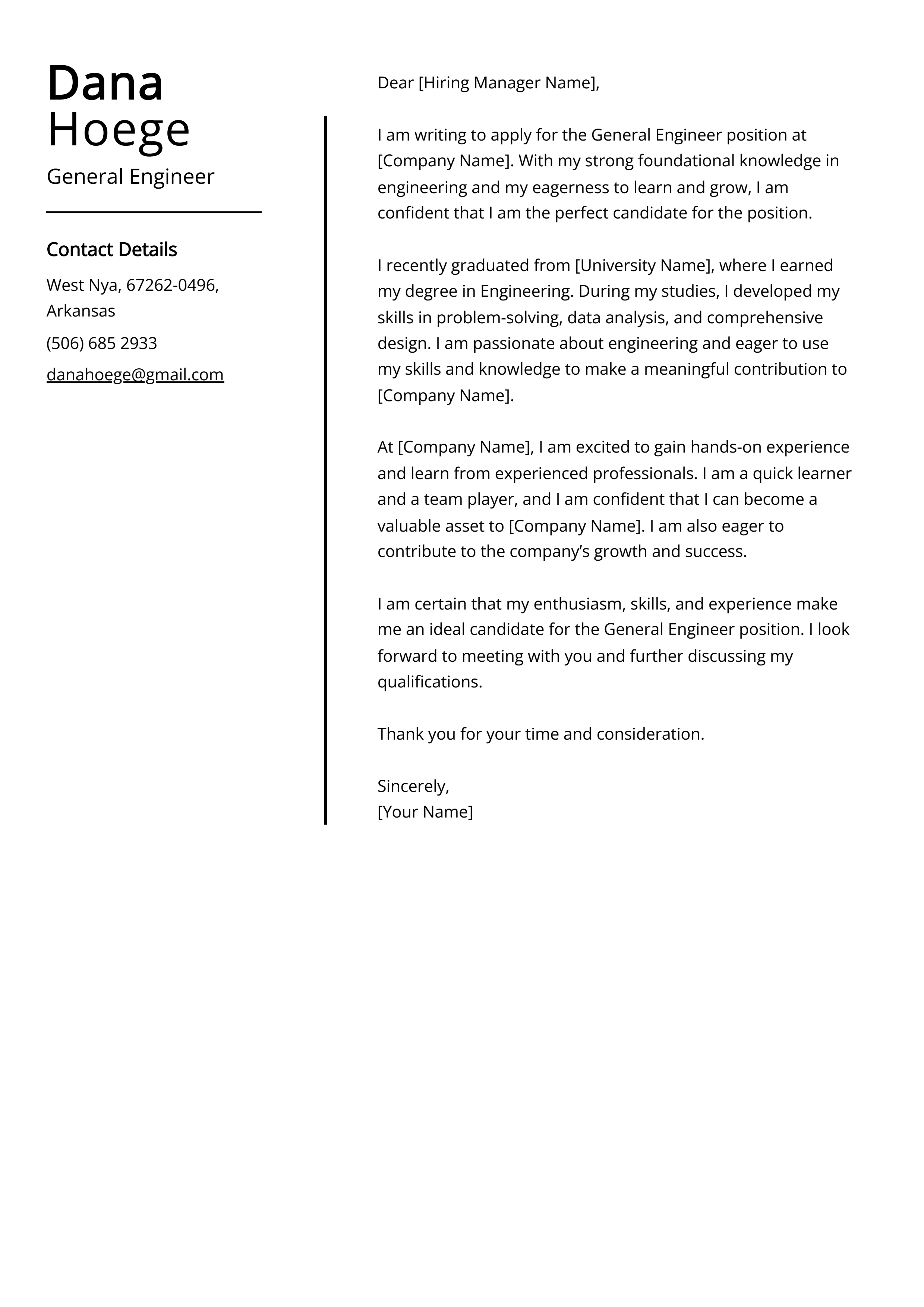 General Engineer Cover Letter: Sample & Guide [Entry Level + Senior Jobs]