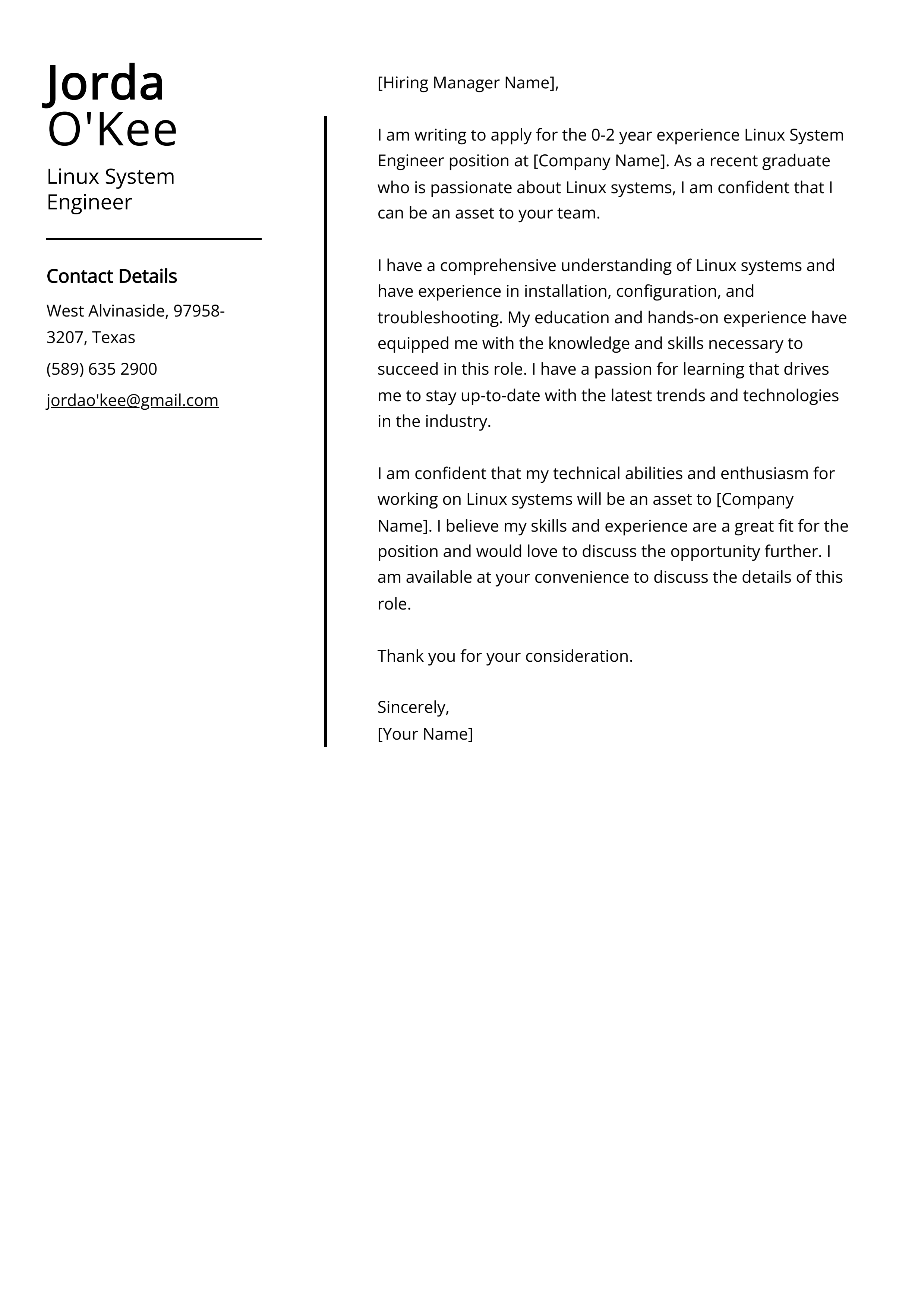 Linux System Engineer Cover Letter: Job Description, Sample & Guide