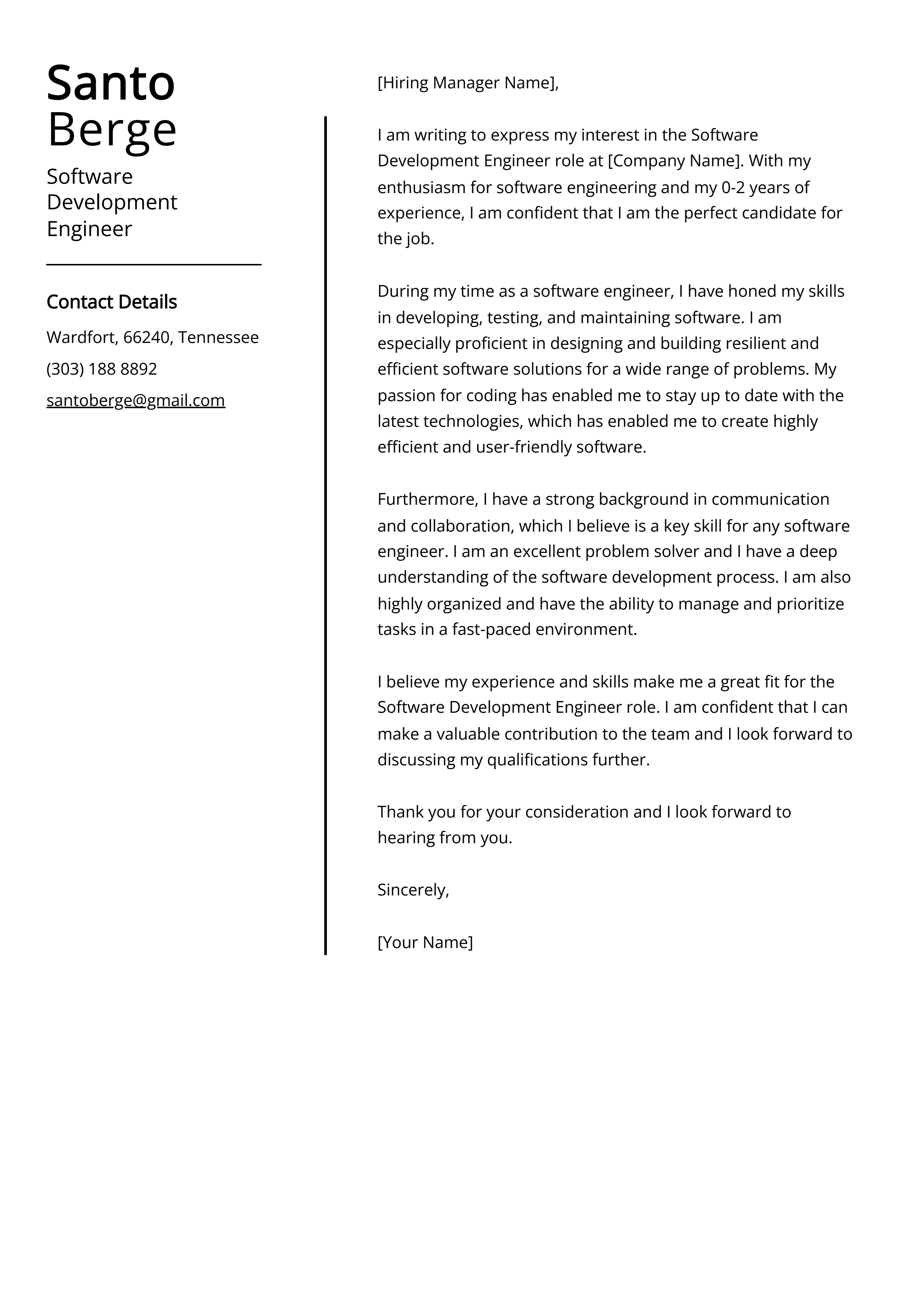 Software Development Engineer Cover Letter Examples (Template & 20+ Tips)