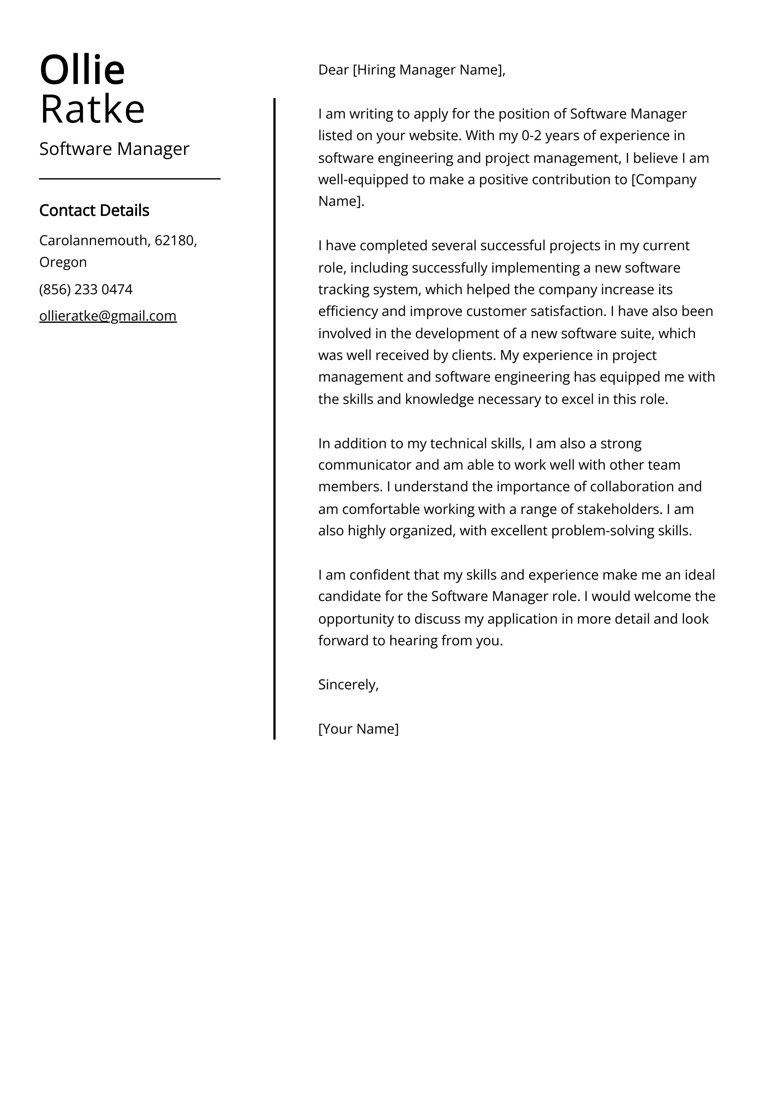 Software Manager Cover Letter Examples (Template & 20+ Tips)
