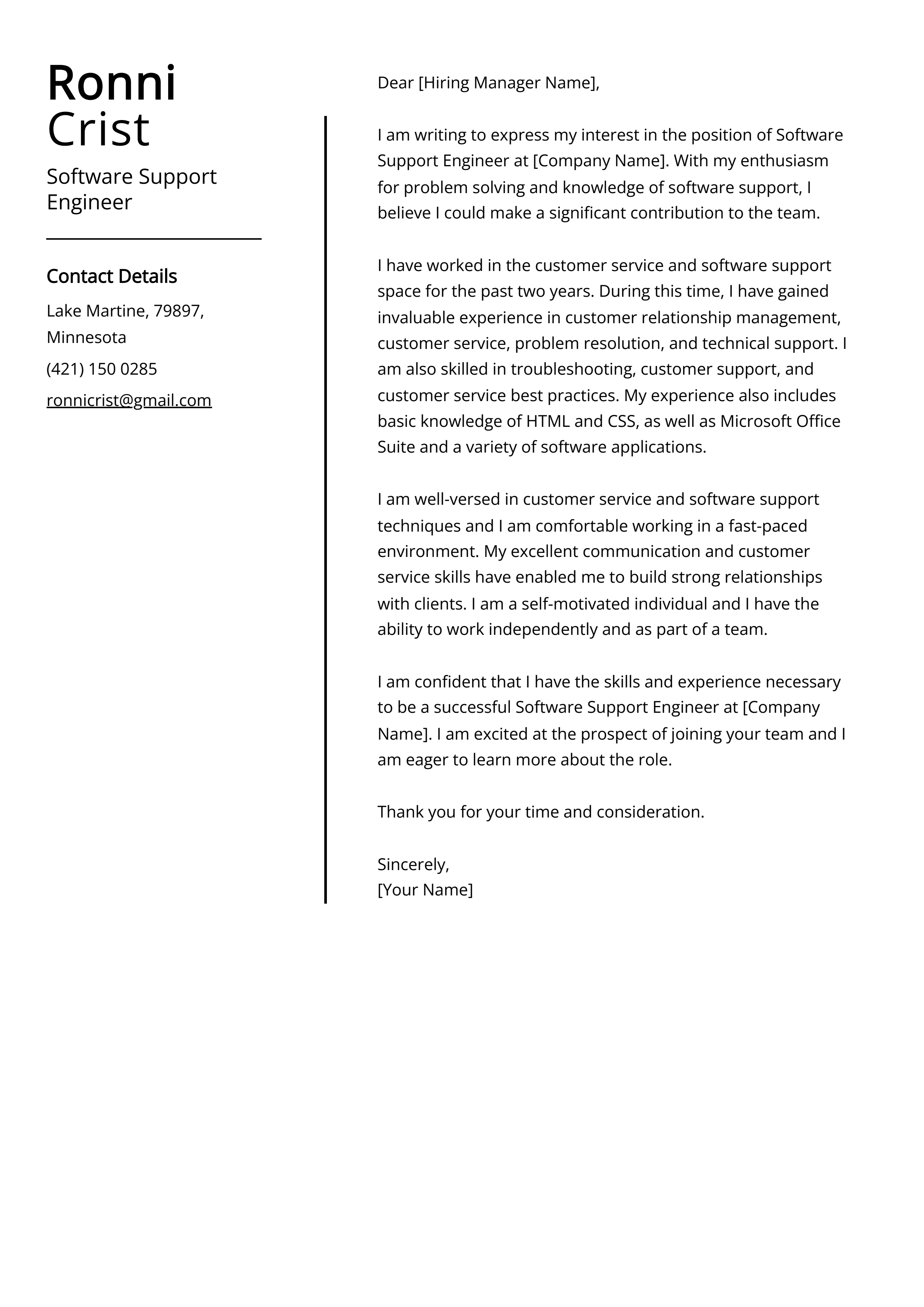 Software Support Engineer Cover Letter Examples (Template & 20+ Tips)