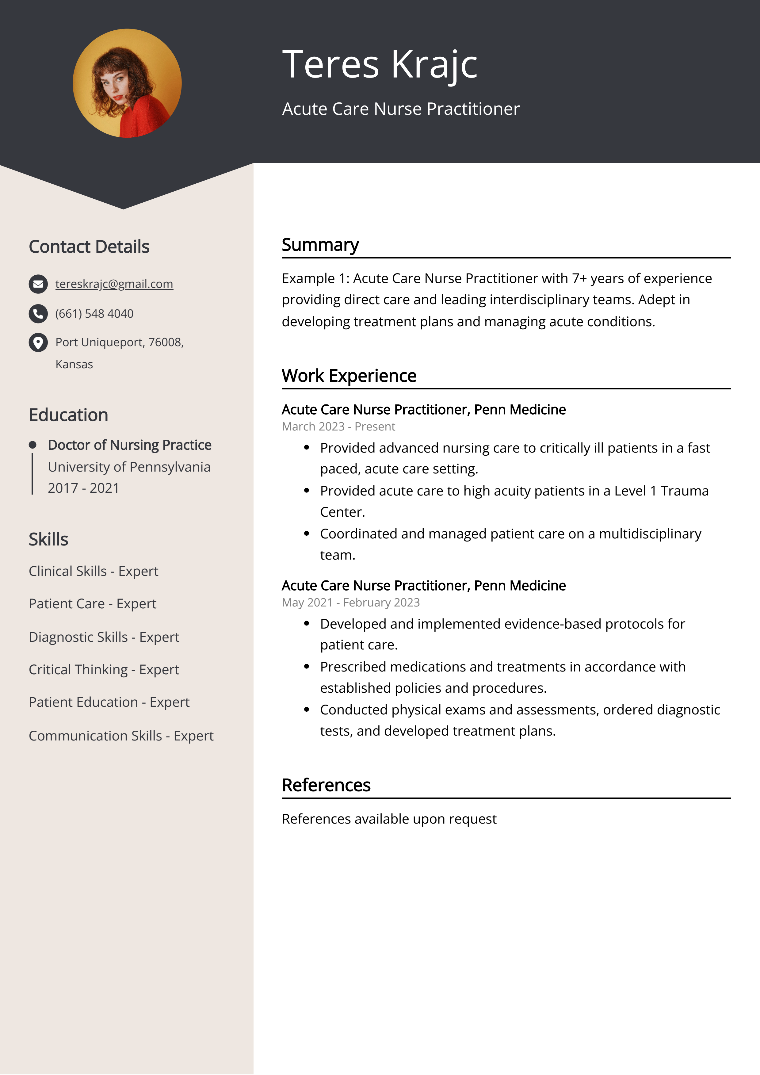 Acute Care Nurse Practitioner CV Example for 2023 (Skills & Templates)