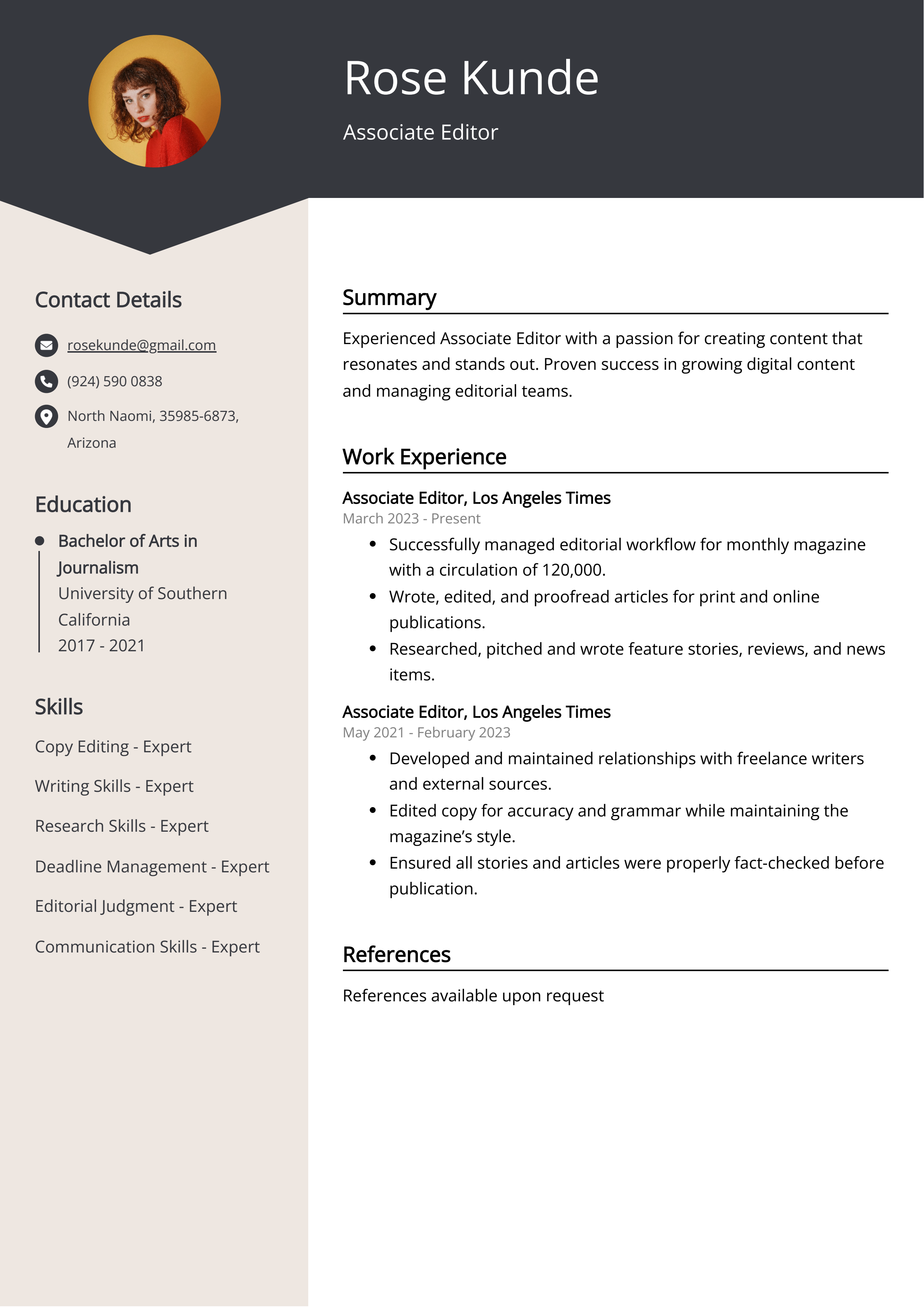 Associate Editor CV Example for 2023 (Skills & Templates)