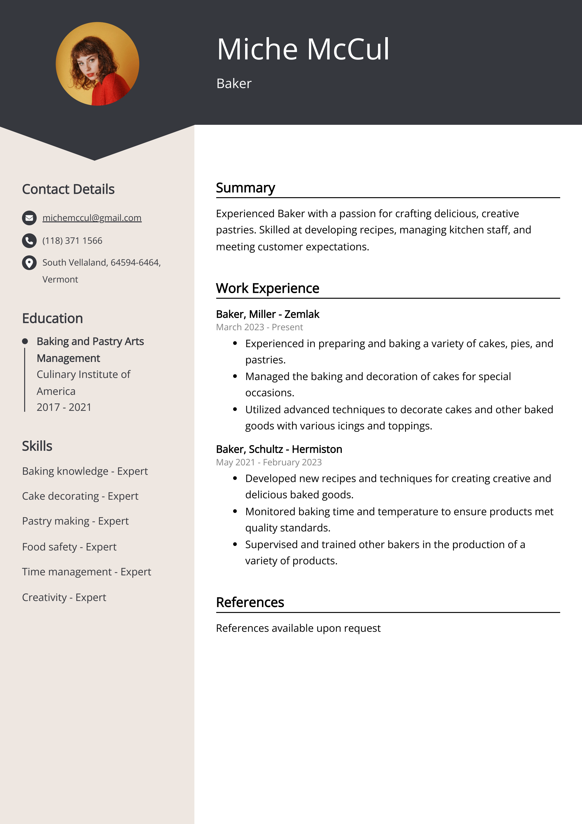 Baker CV Example For 2023 Skills Templates 