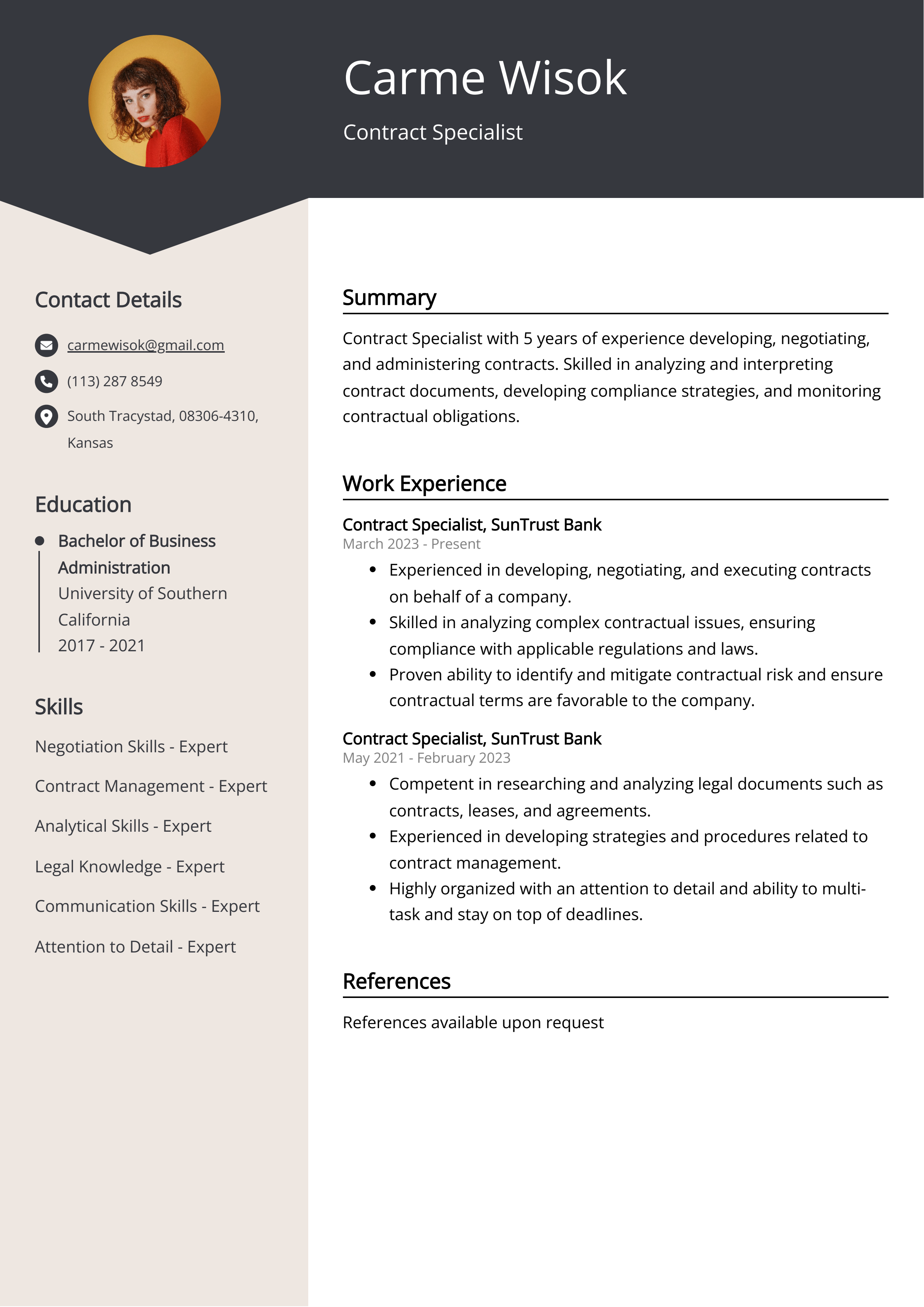 Contract Specialist CV Example for 2023 (Skills & Templates)