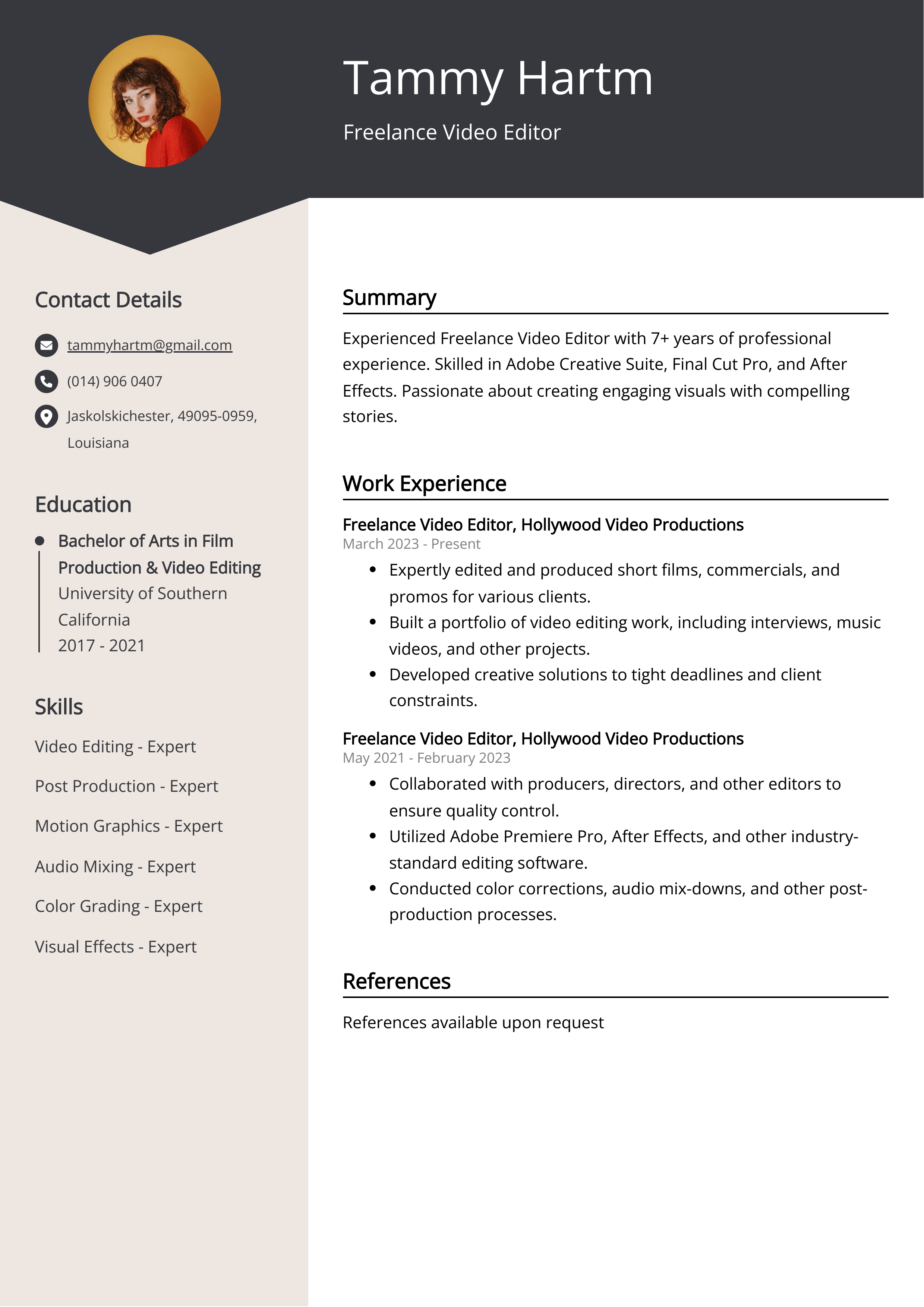 Freelance Video Editor CV: Sample & Guide [Entry Level + Senior Jobs]