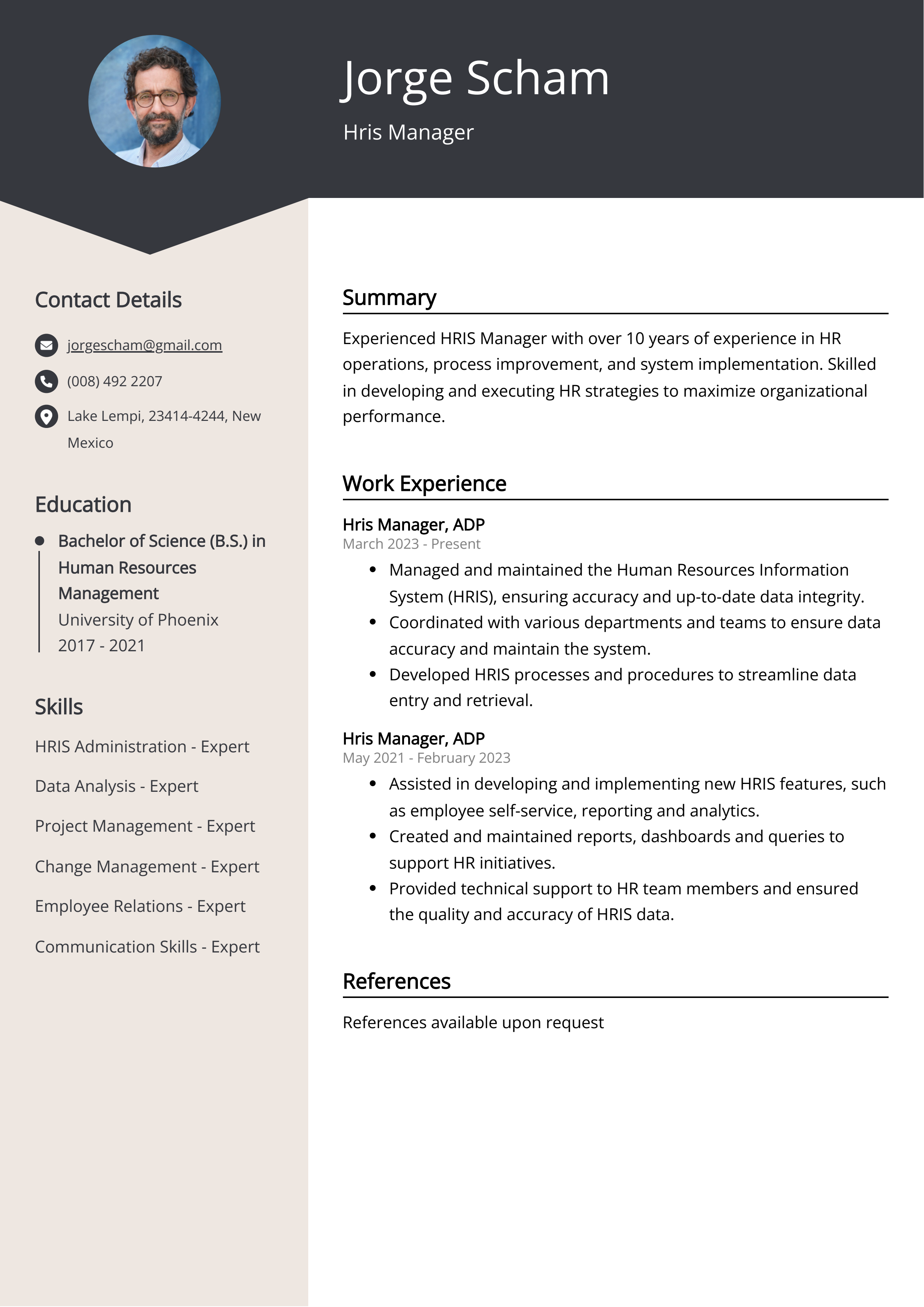 Hris Manager CV: Sample & Guide [Entry Level + Senior Jobs]