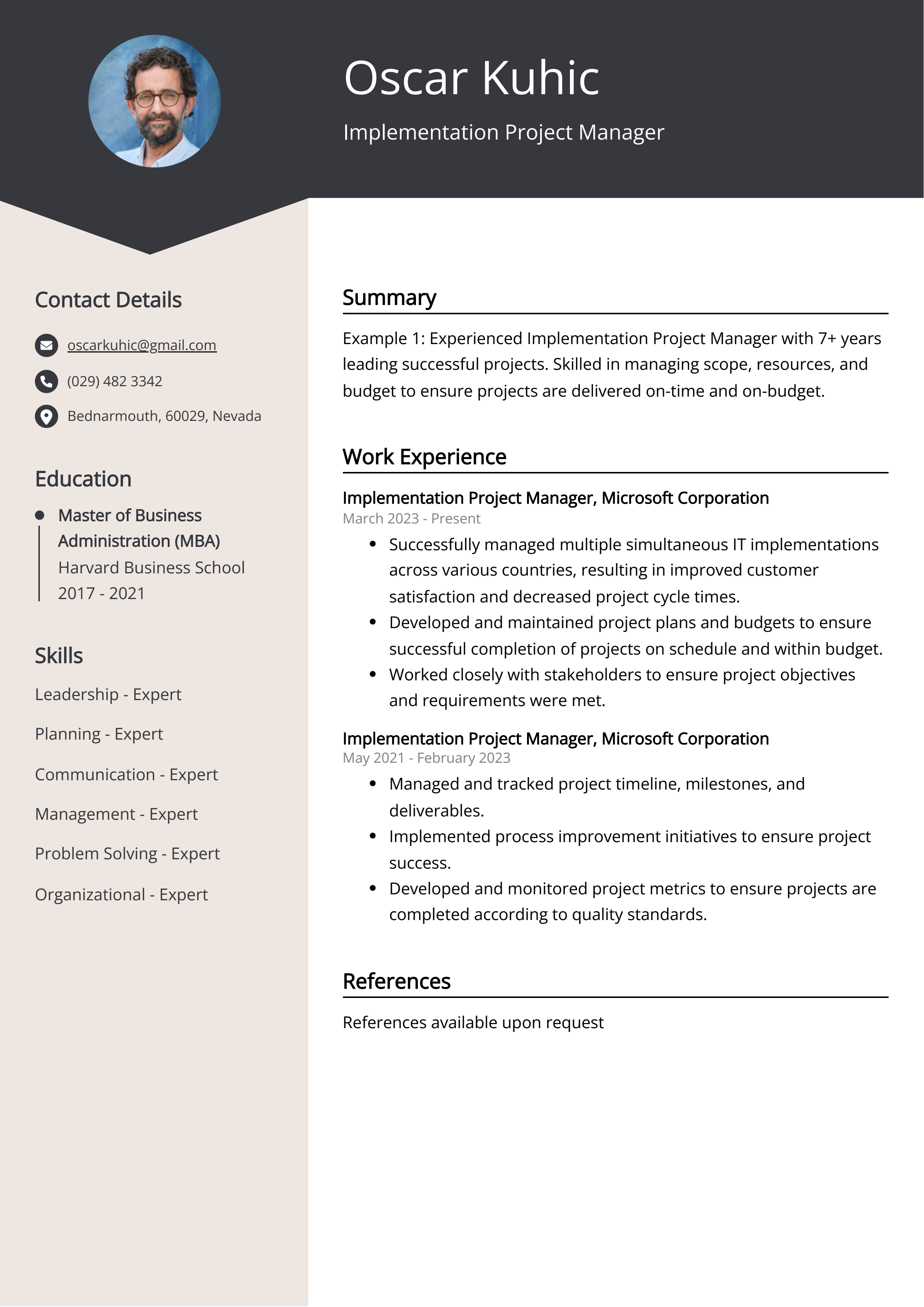 Implementation Project Manager CV: Sample & Guide [Entry Level + Senior ...