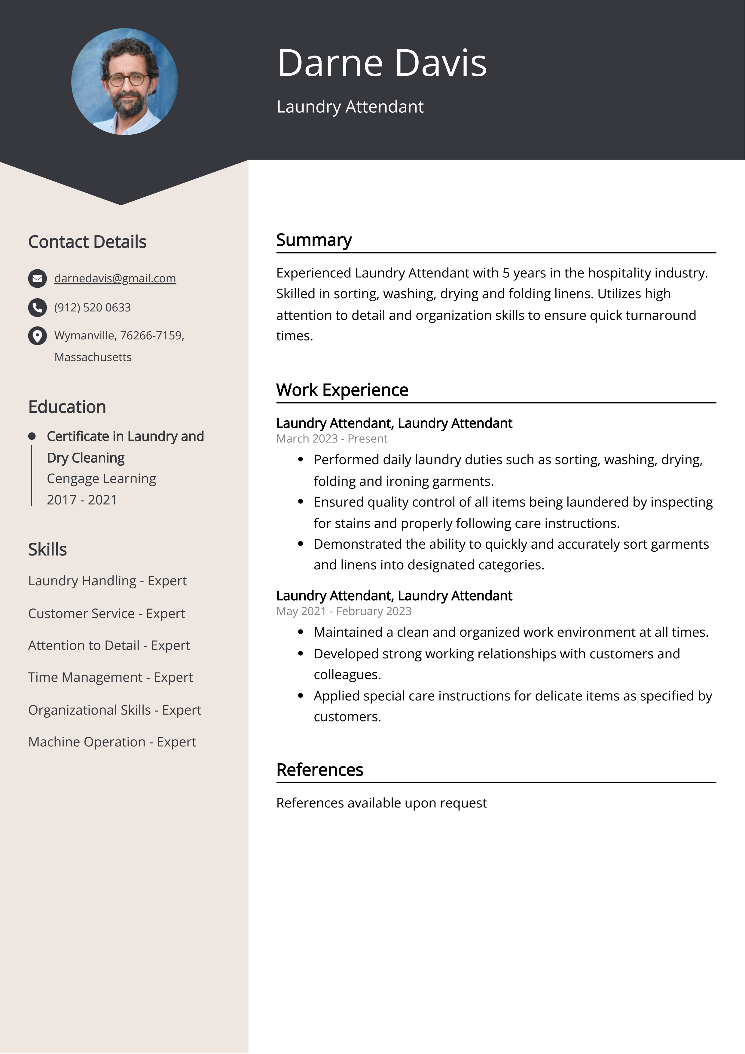 Laundry Attendant CV: Job Description, Sample & Guide