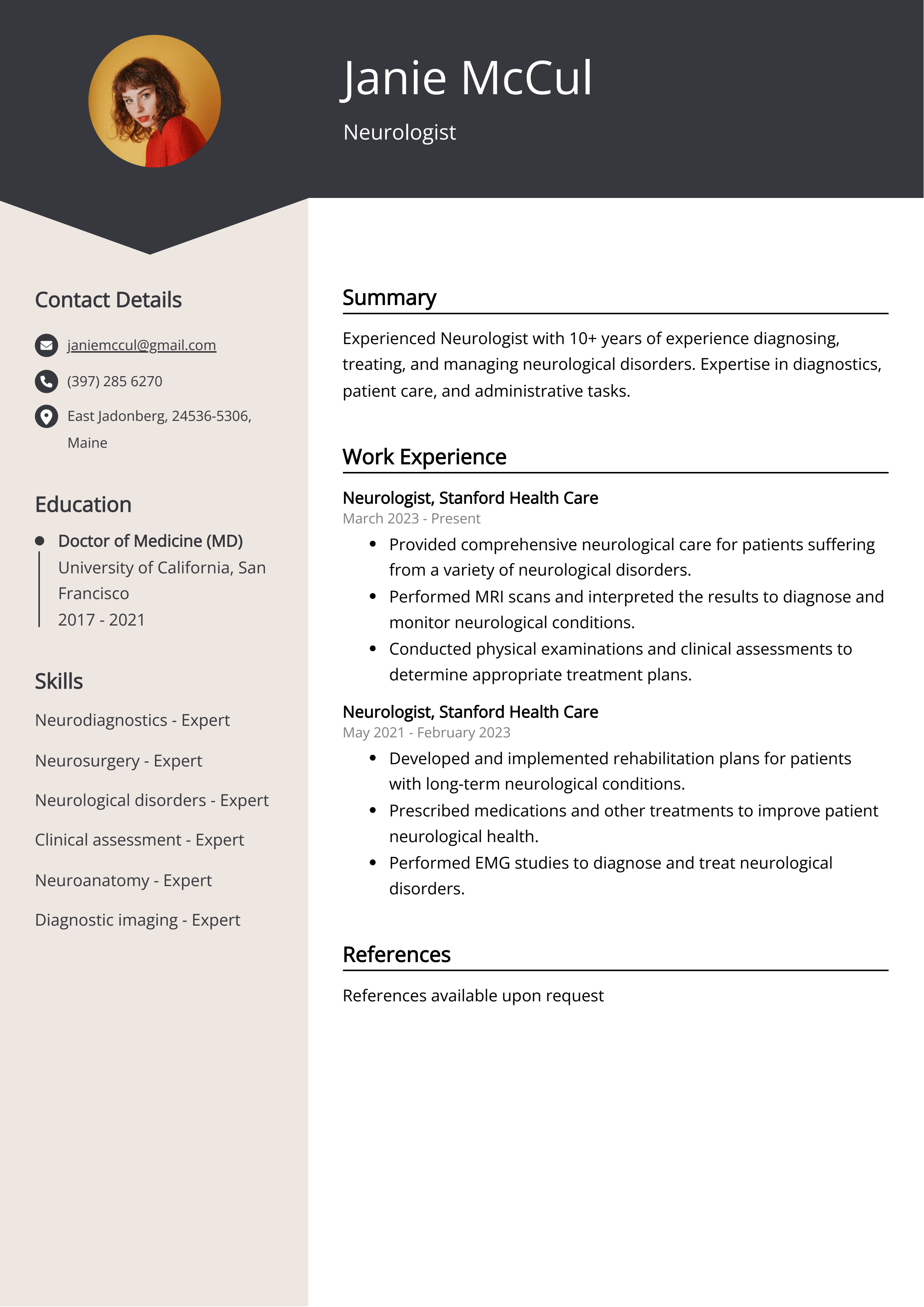 Neurologist CV: Job Description, Sample & Guide
