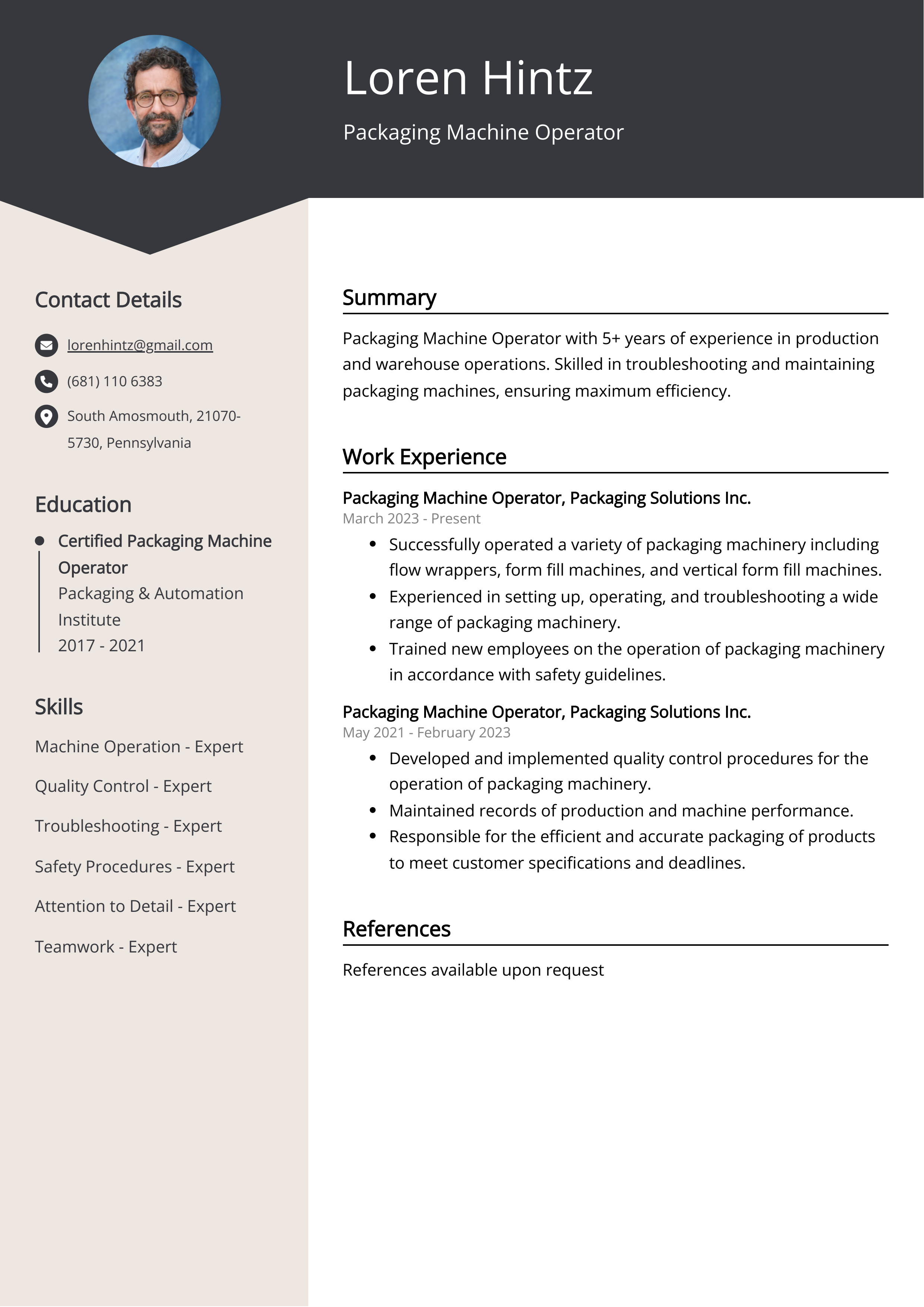 Packaging Machine Operator CV Examples (Template & 20+ Tips)