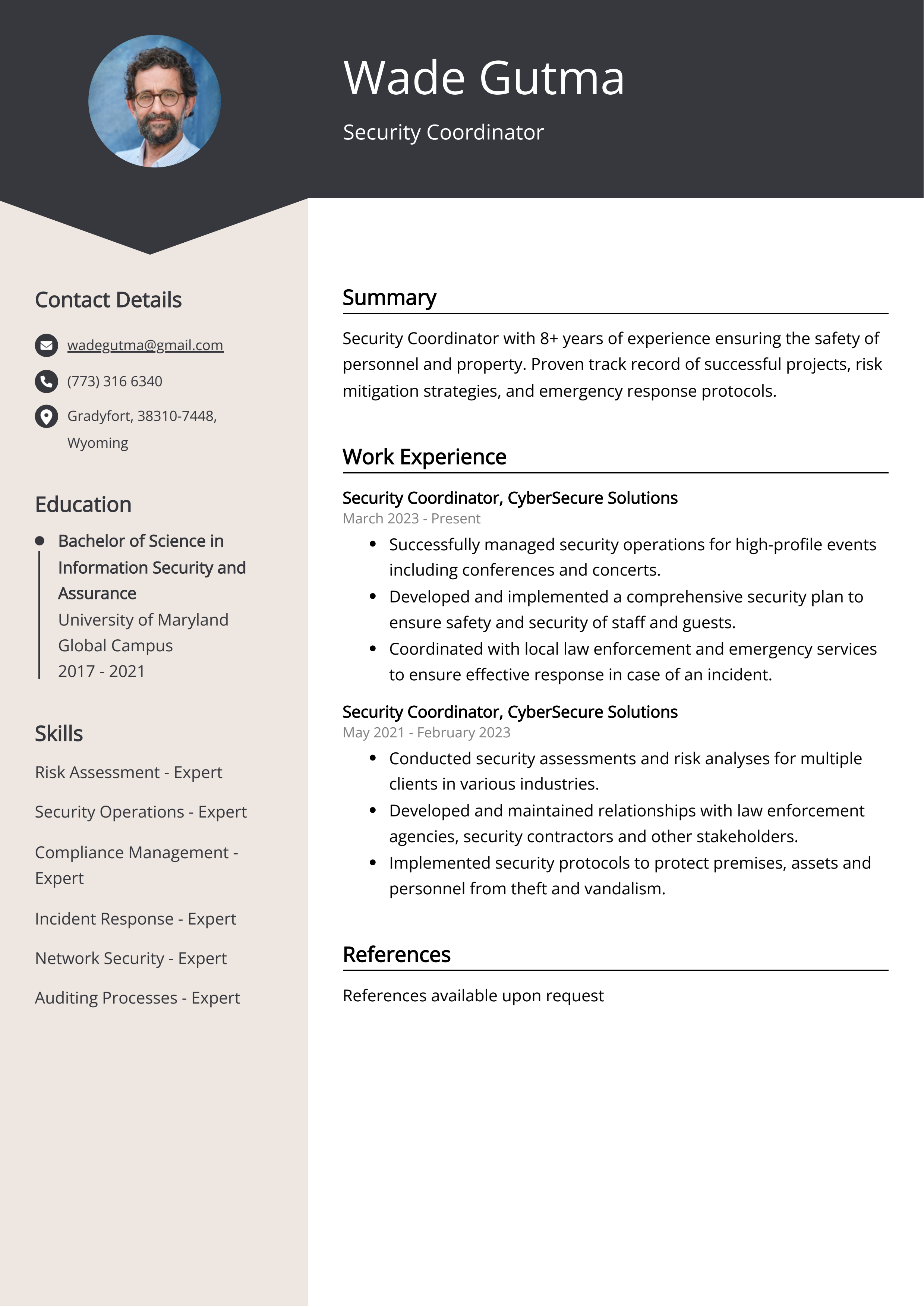 Security Coordinator CV Examples Template 20 Tips 