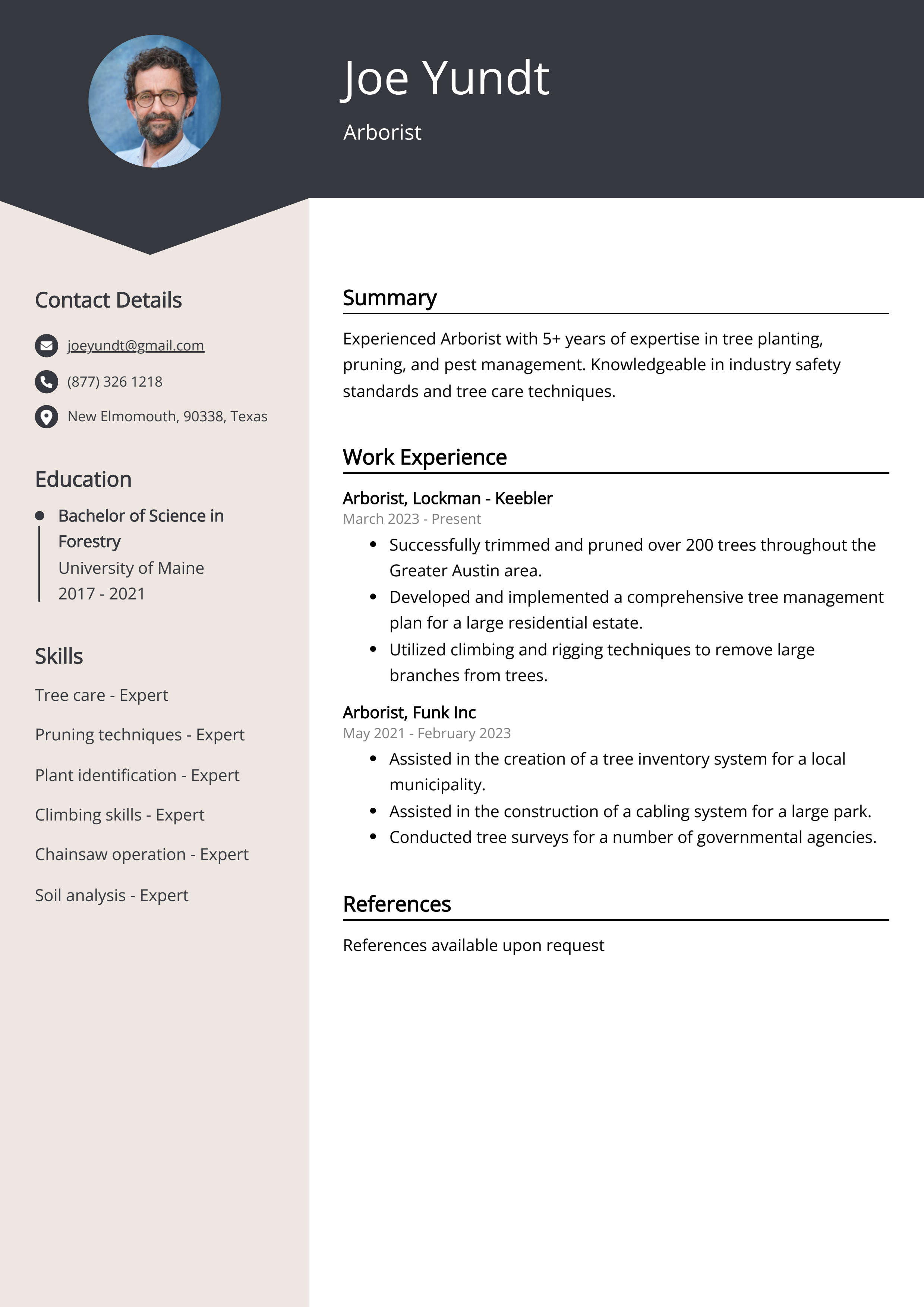 Arborist CV Example for 2023 (Skills & Templates)