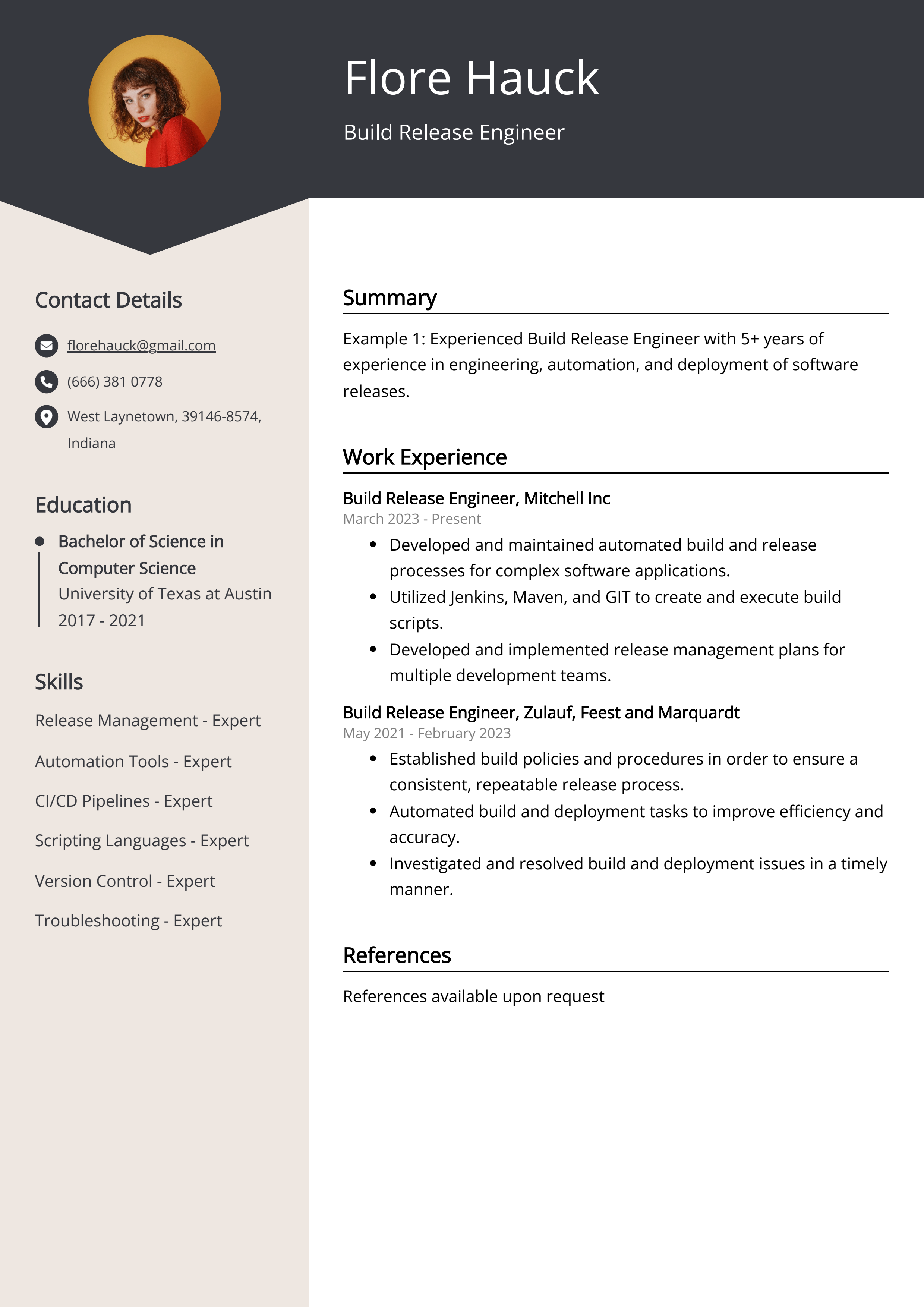 Build Release Engineer Resume Example (Free Guide) Build Release Engineer Resume Example (Free Guide)