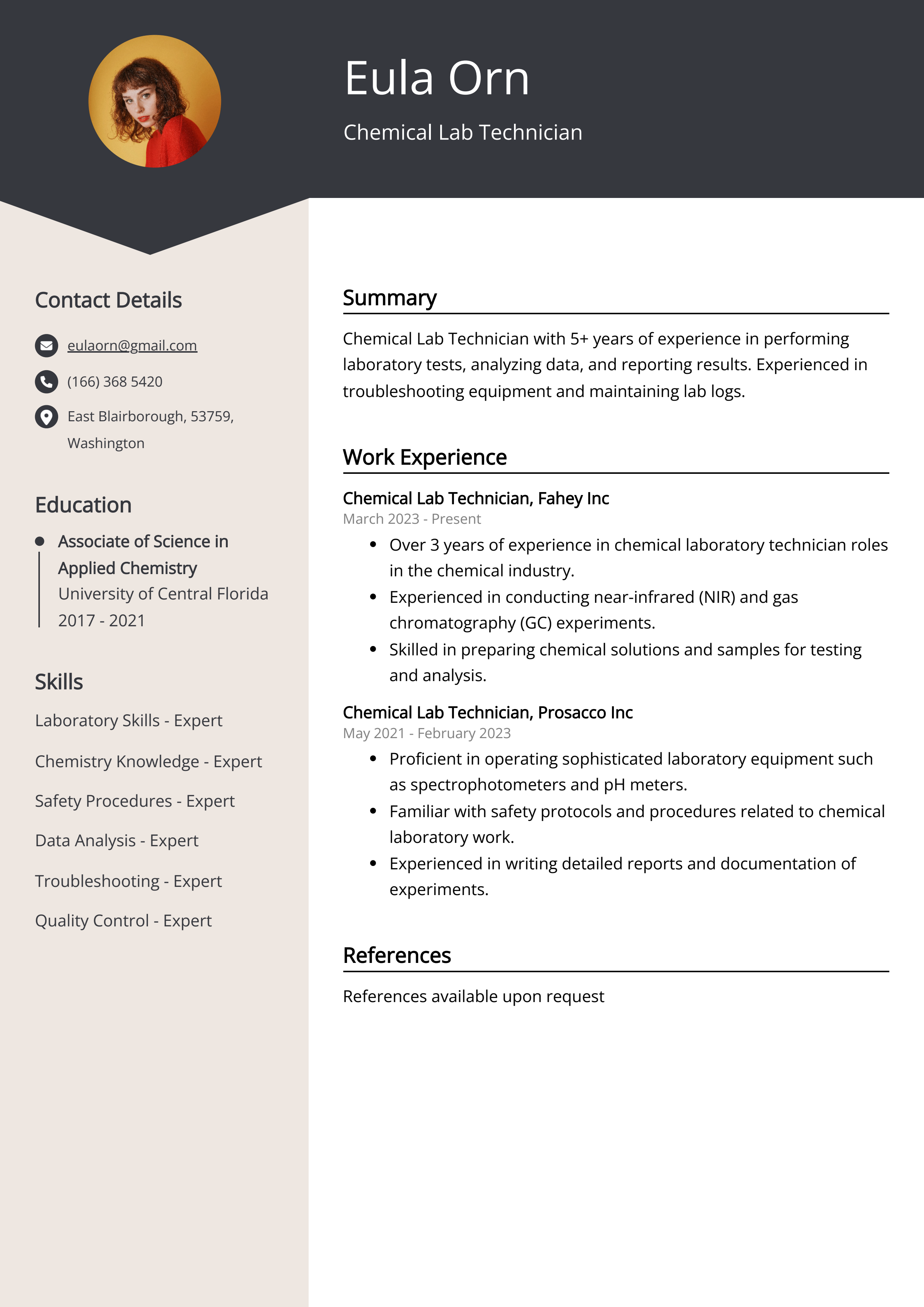 Chemical Lab Technician CV Example for 2023 (Skills & Templates)