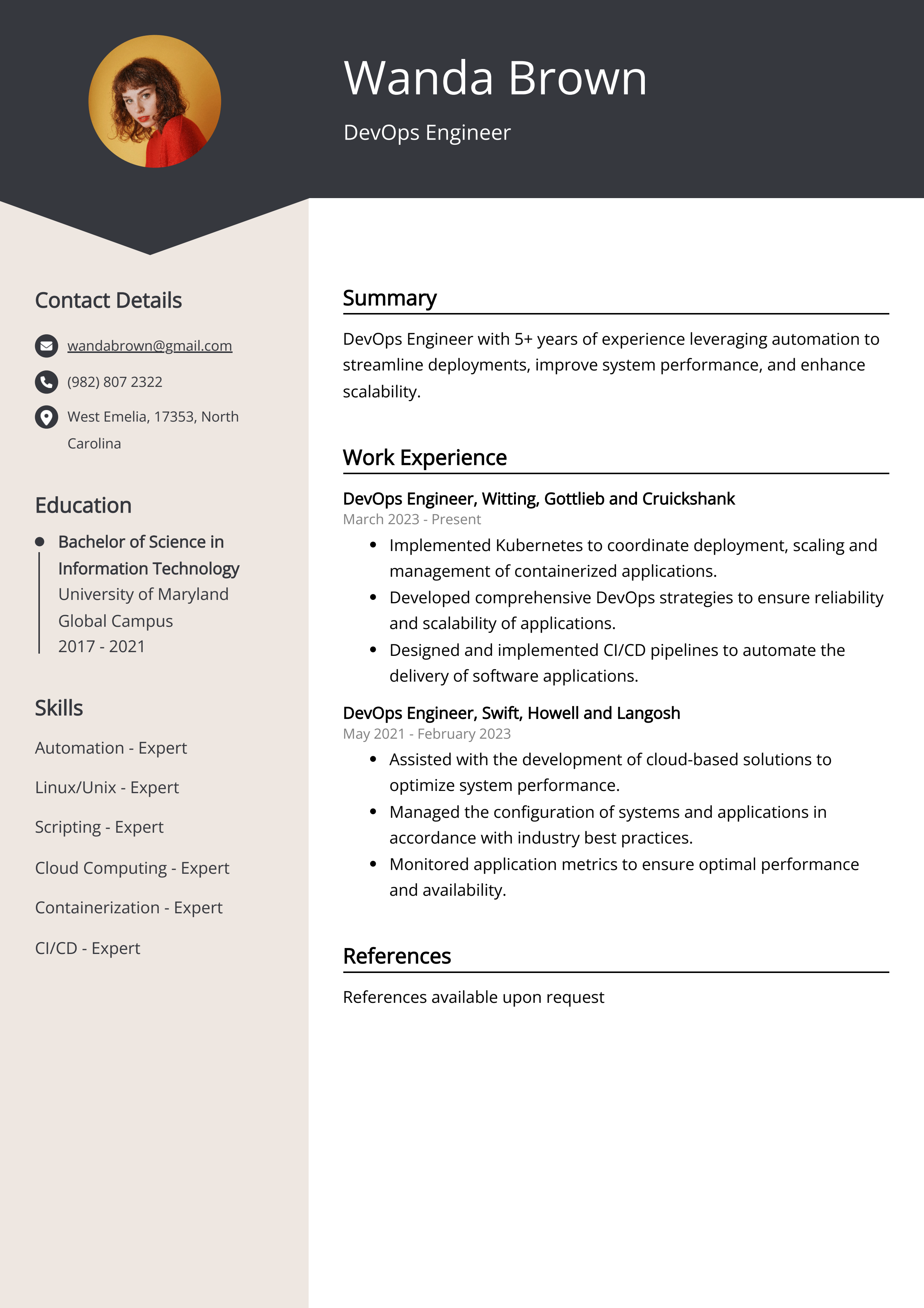DevOps Engineer CV Example For 2023 Skills Templates 