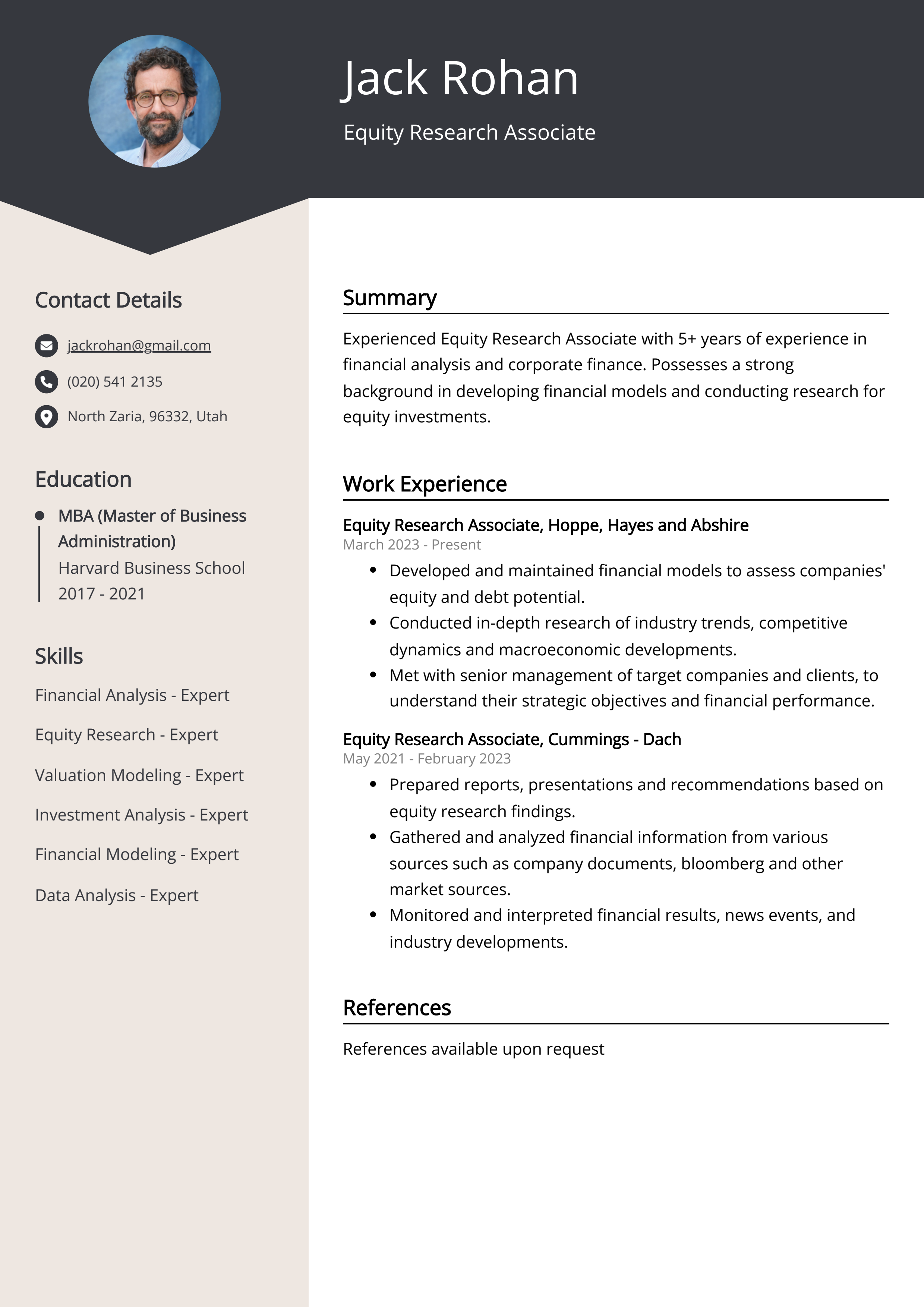 Equity Research Associate CV Example for 2023 (Skills & Templates)