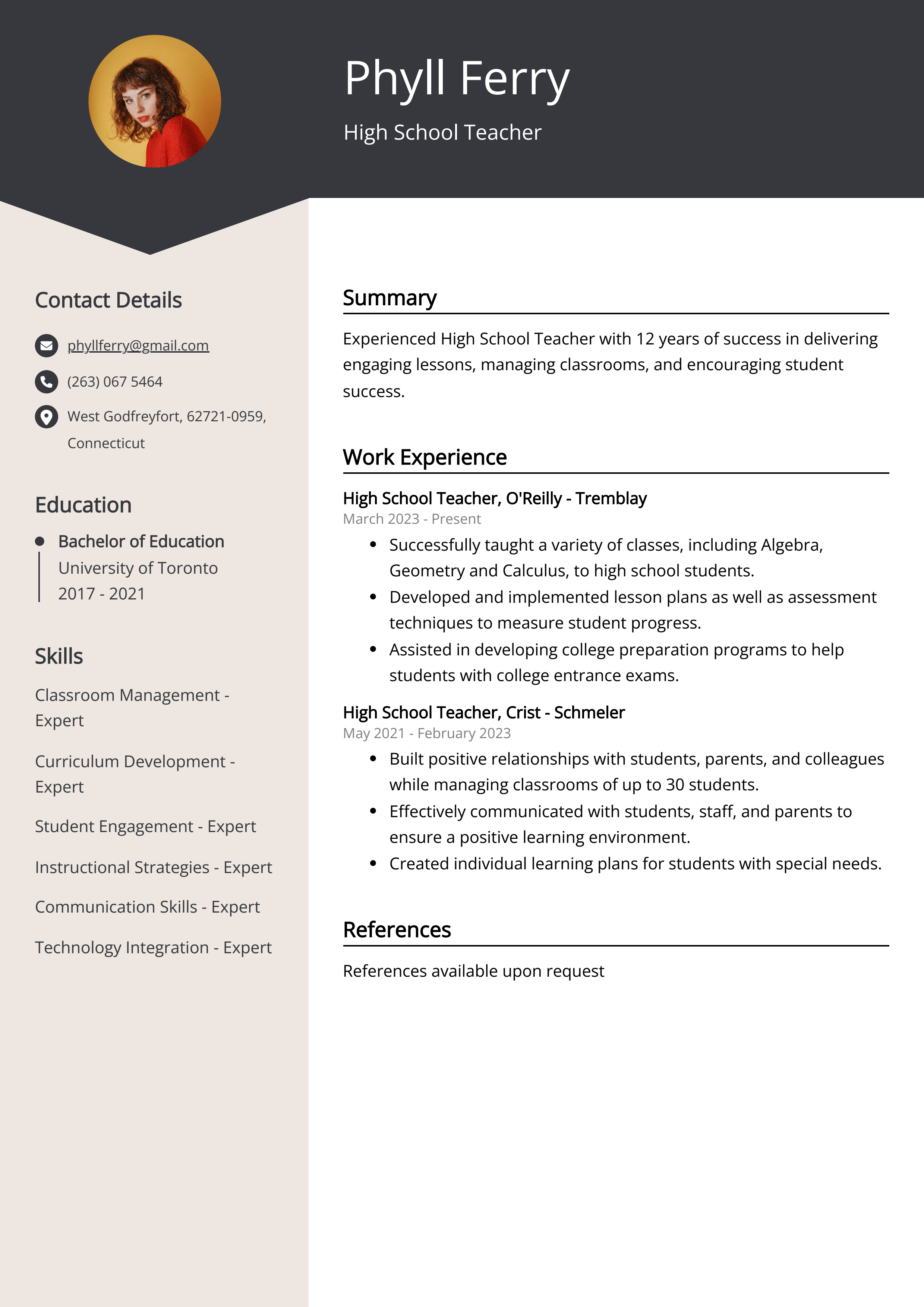 Teacher Resume Template 2025 Maya Clara