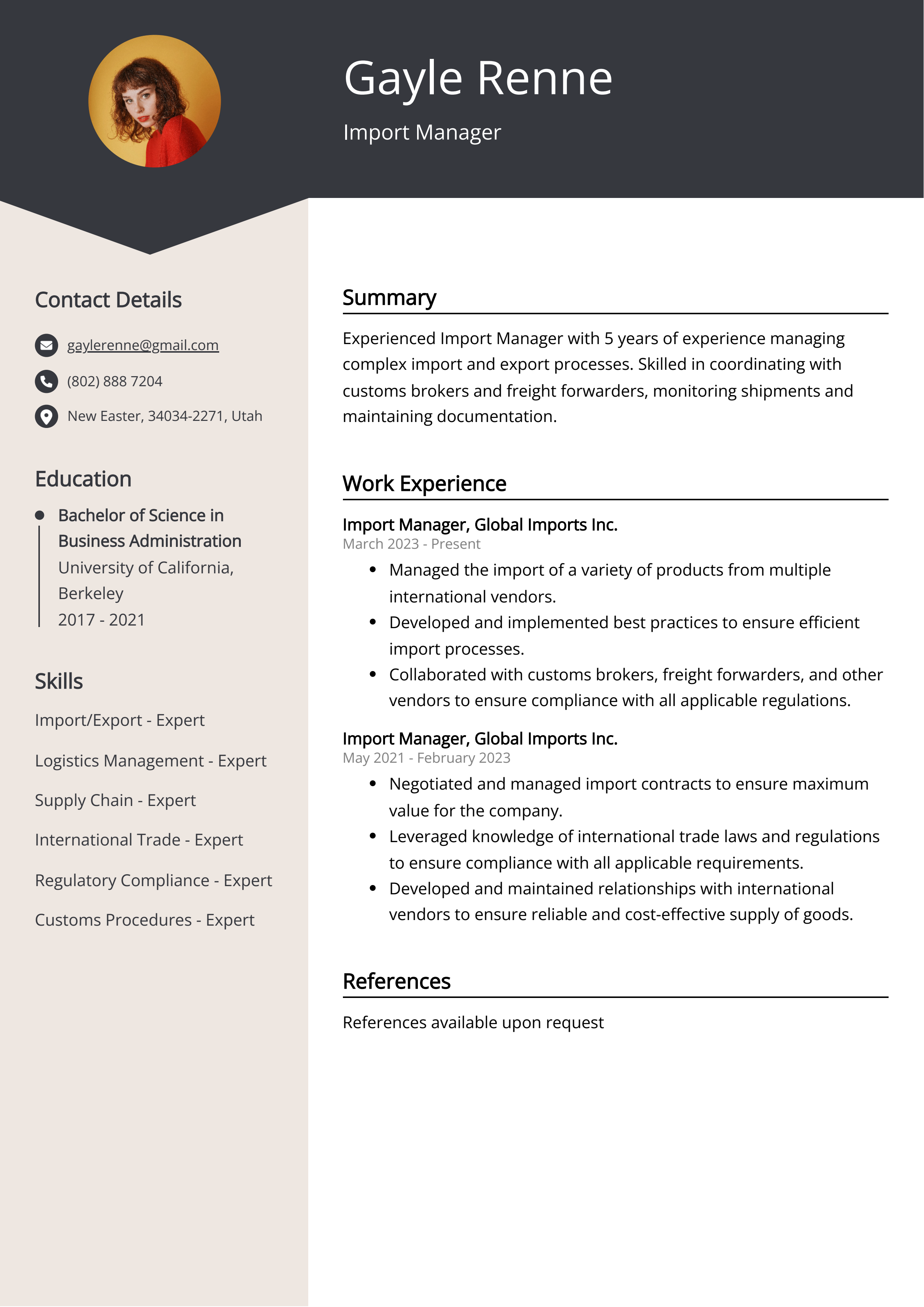 Import Manager Resume: Sample & Guide [Entry Level + Senior Jobs]