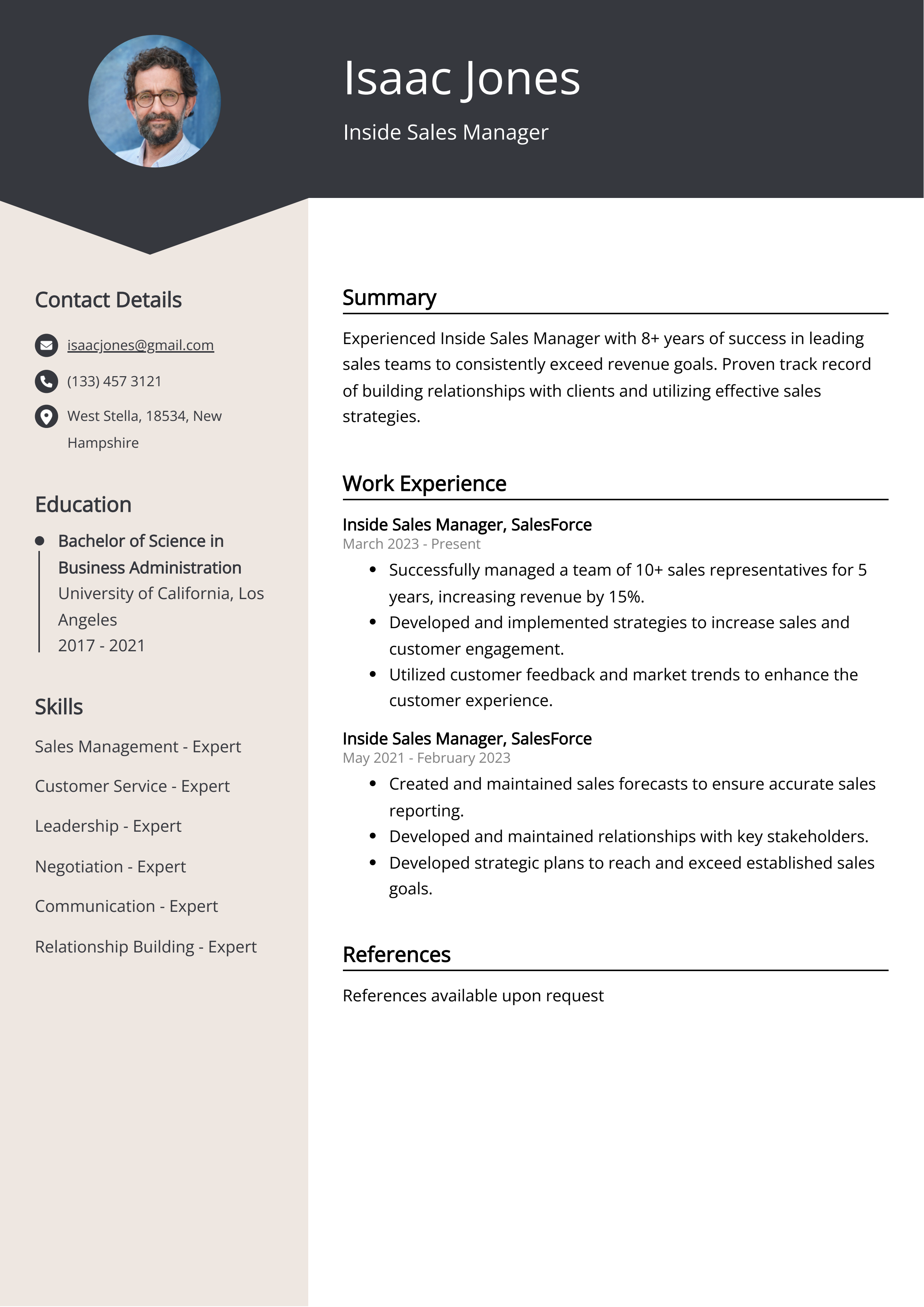 Inside Sales Manager Resume: Sample & Guide [Entry Level + Senior Jobs]