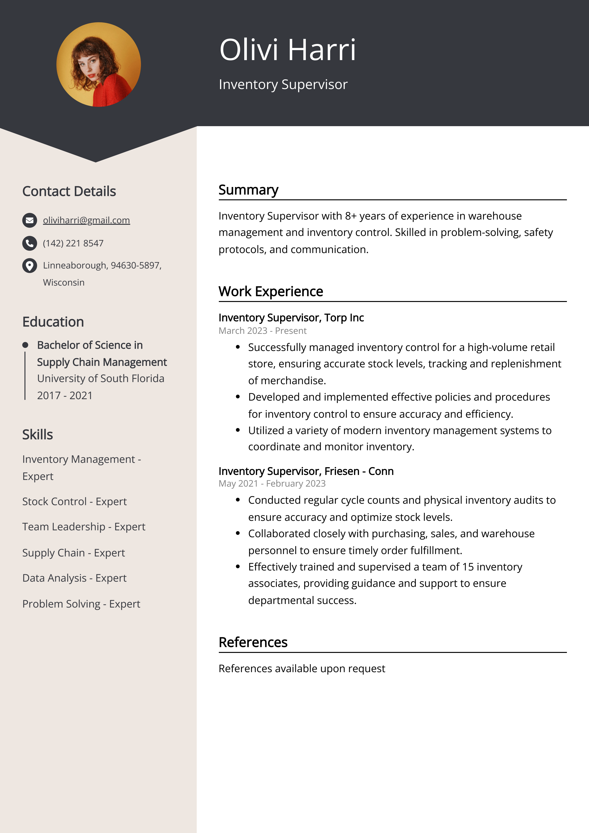 Inventory Supervisor CV: Sample & Guide [Entry Level + Senior Jobs]