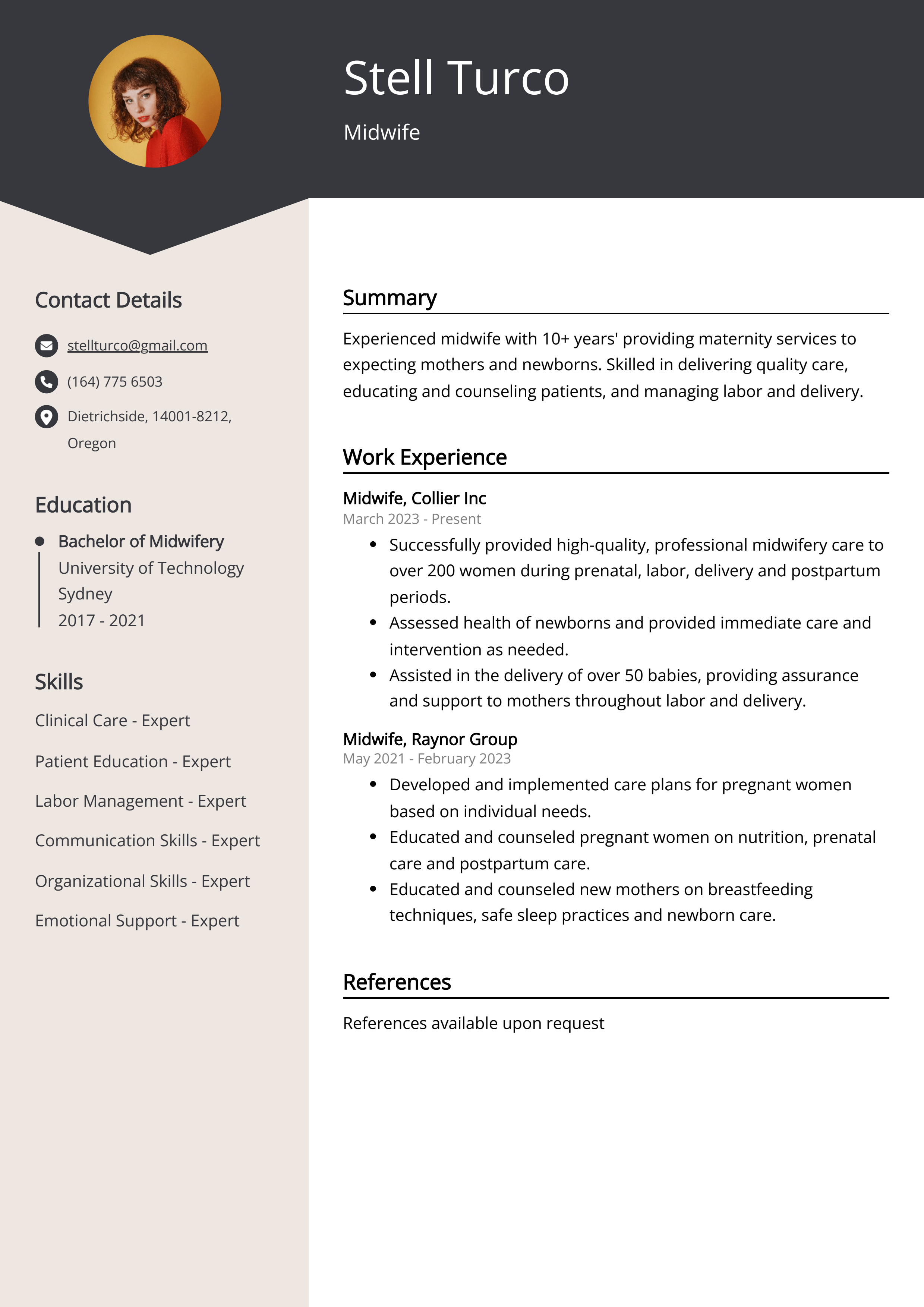 Midwife CV Job Description Sample Guide