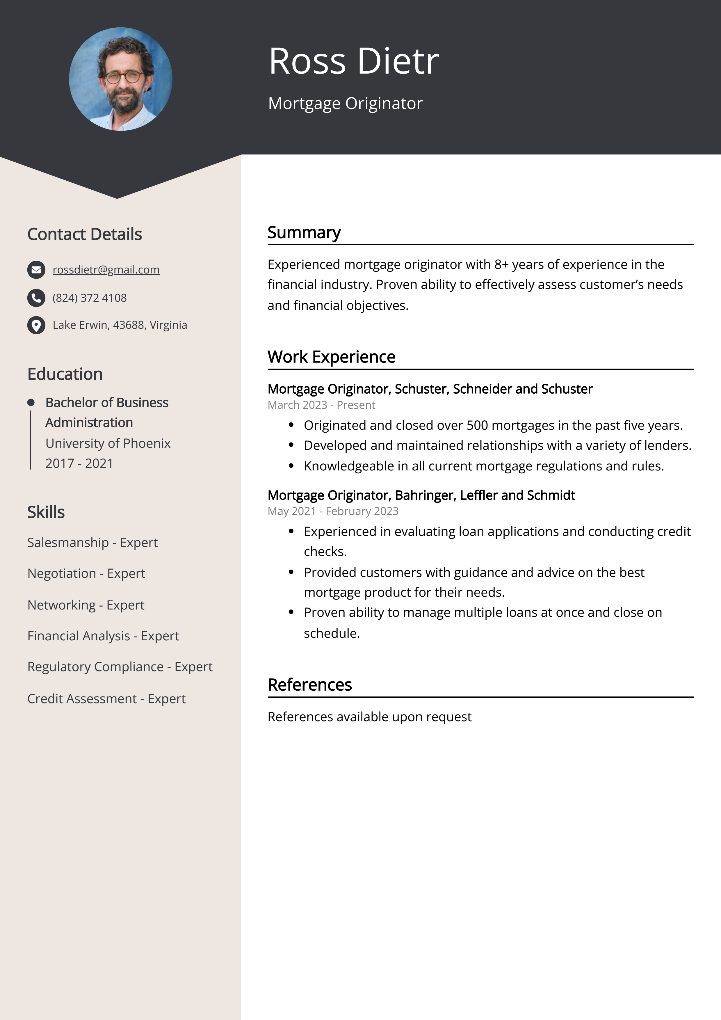 Mortgage Originator CV: Job Description, Sample & Guide