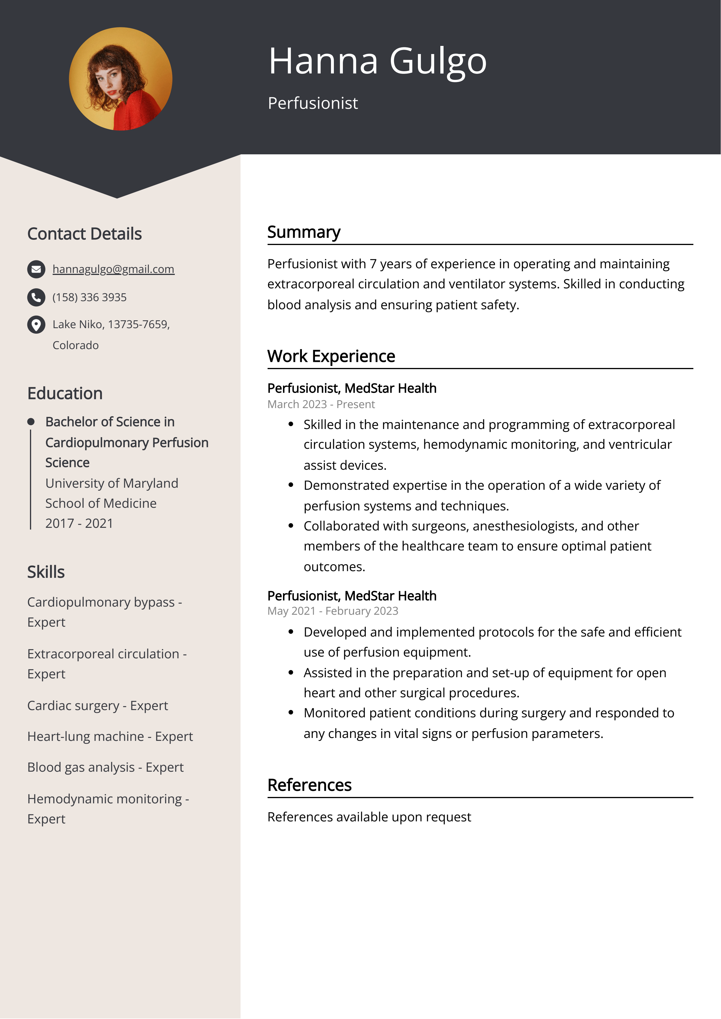 Perfusionist Resume Examples (Template & 20+ Tips)
