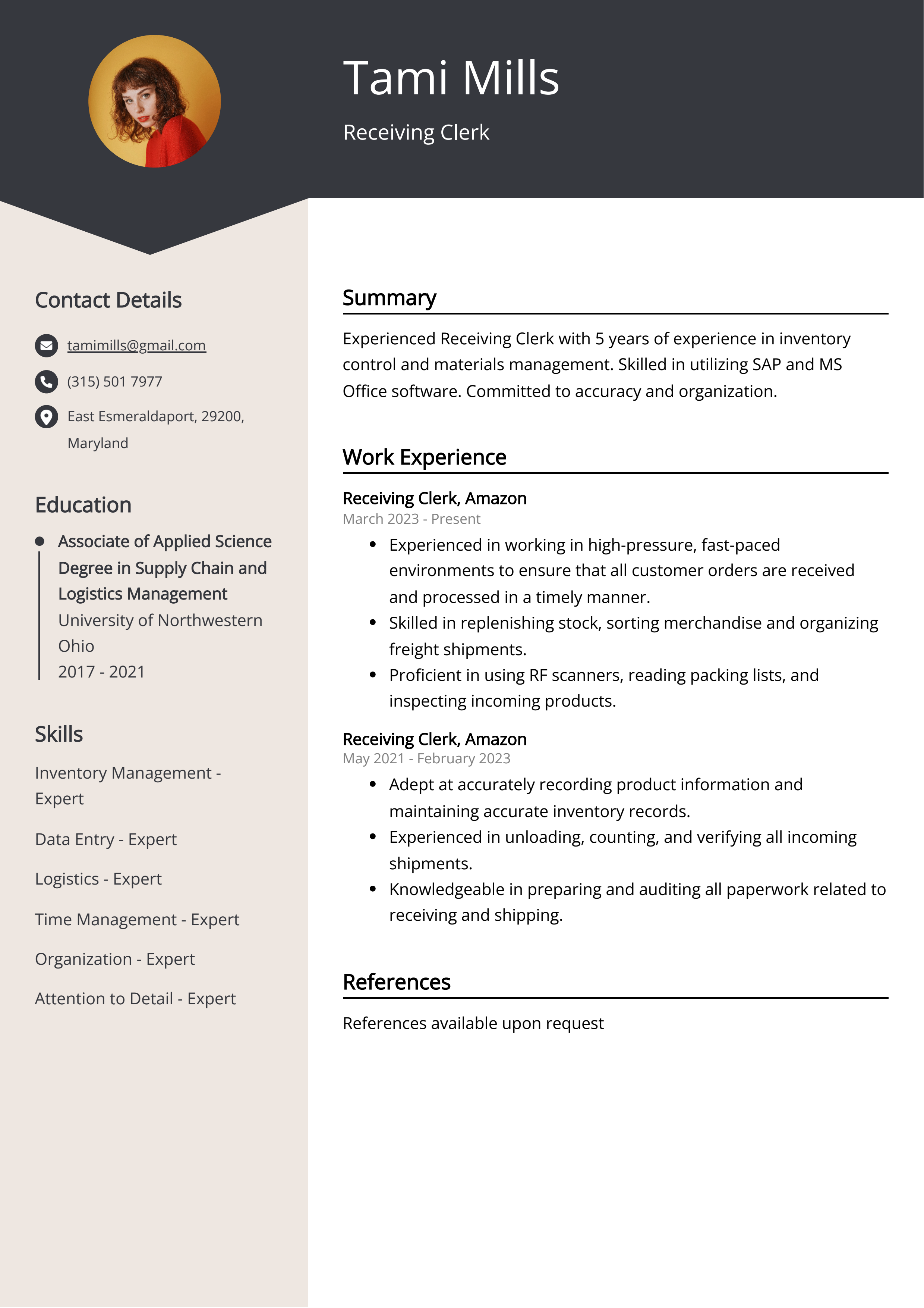 Receiving Clerk Resume Examples (Template & 20+ Tips)