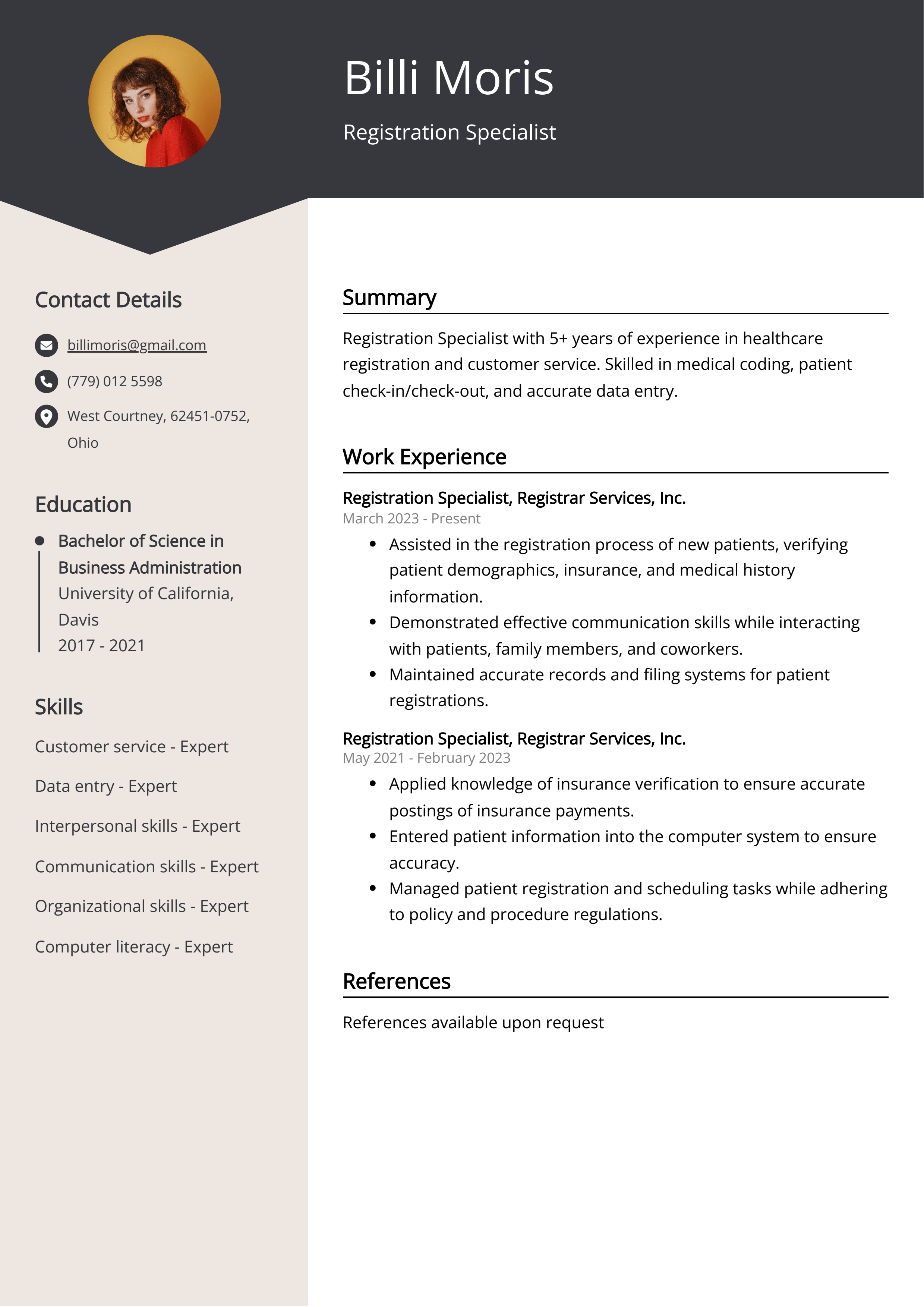 Registration Specialist Resume Examples (Template & 20+ Tips)