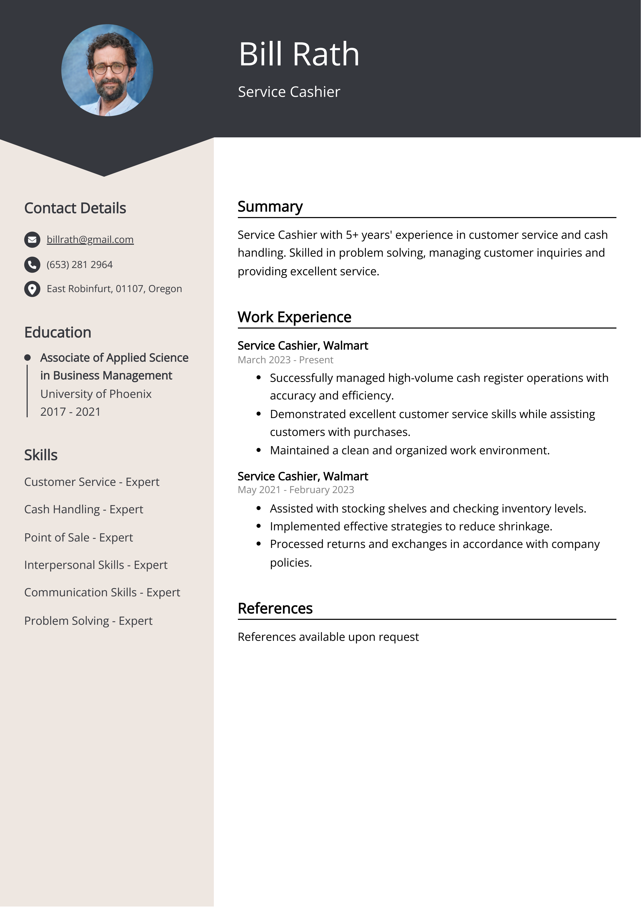 Service Cashier Resume Examples (Template & 20+ Tips)