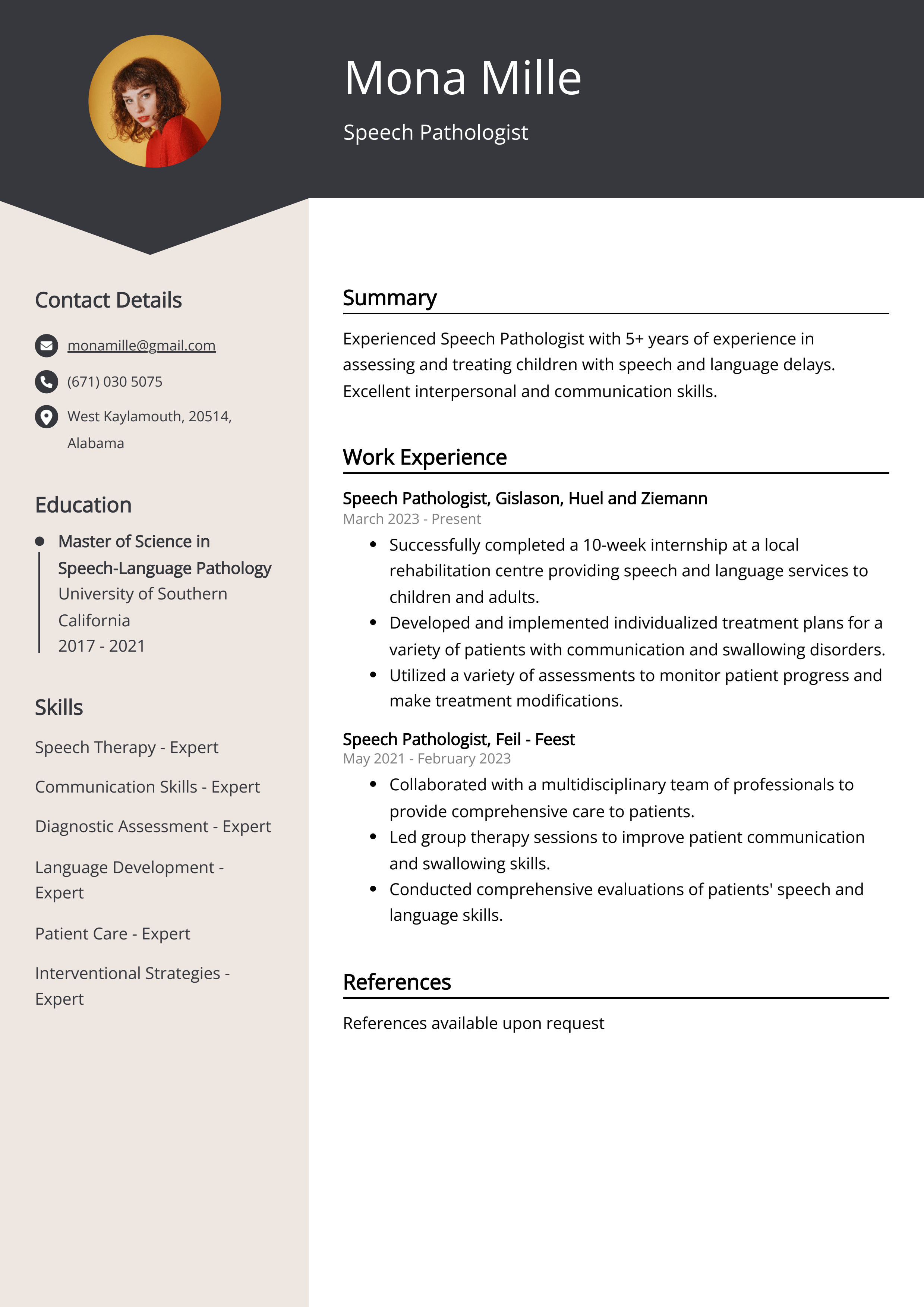 Speech Pathologist CV Examples Template 20 Tips Speech Pathologist CV Examples Template 20 Tips