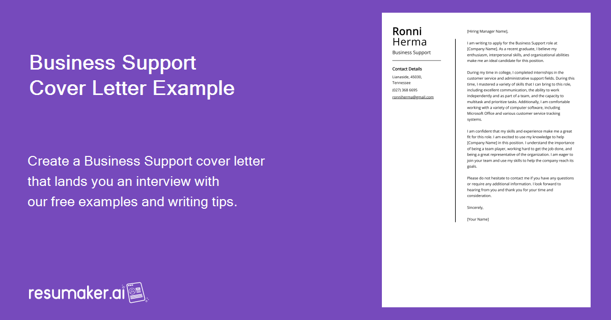 Business Support Cover Letter Example for 2024 (Skills & Templates)