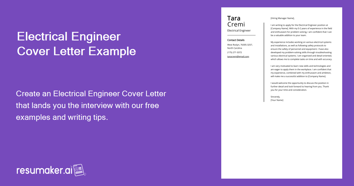 Electrical Engineer Cover Letter Example (Free Guide)