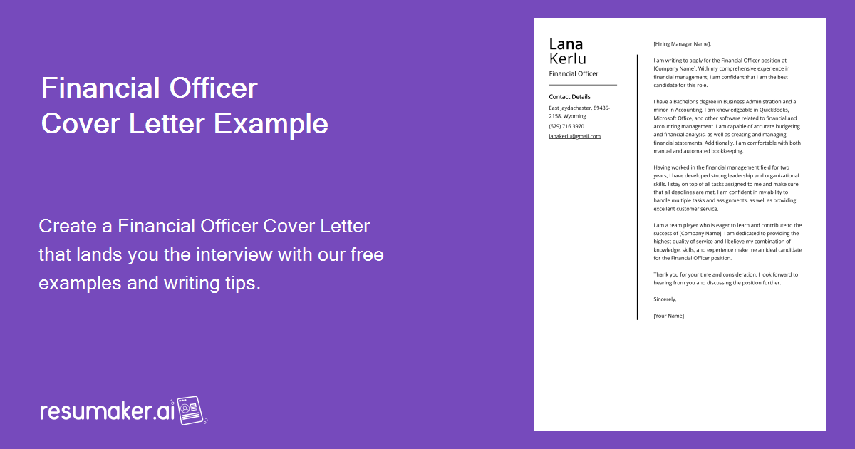 Financial Officer Cover Letter: Sample & Guide [Entry Level + Senior Jobs]