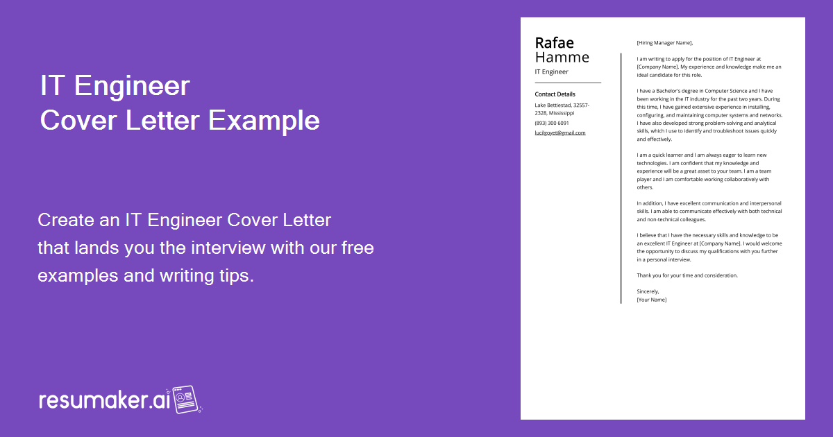 IT Engineer Cover Letter: Sample & Guide [Entry Level + Senior Jobs]