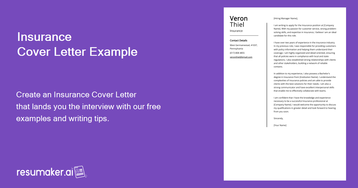 Insurance Cover Letter: Sample & Guide [Entry Level + Senior Jobs]