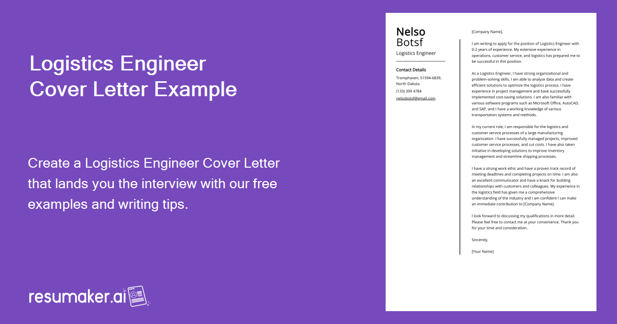 Logistics Engineer Cover Letter: Job Description, Sample & Guide