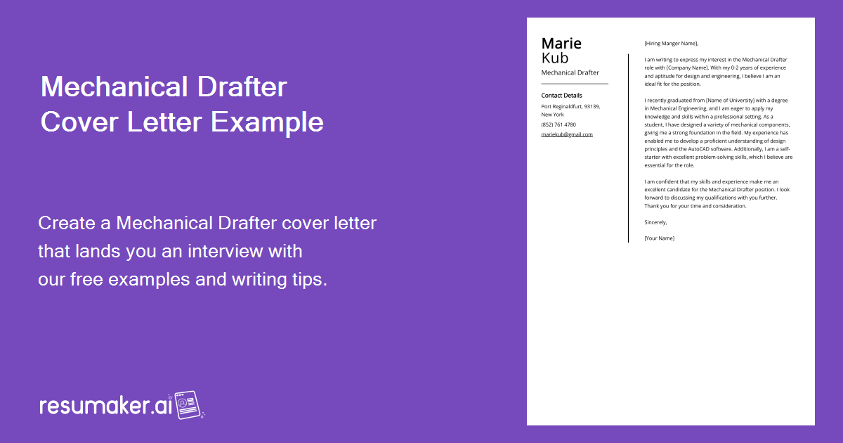 Mechanical Drafter Cover Letter: Job Description, Sample & Guide