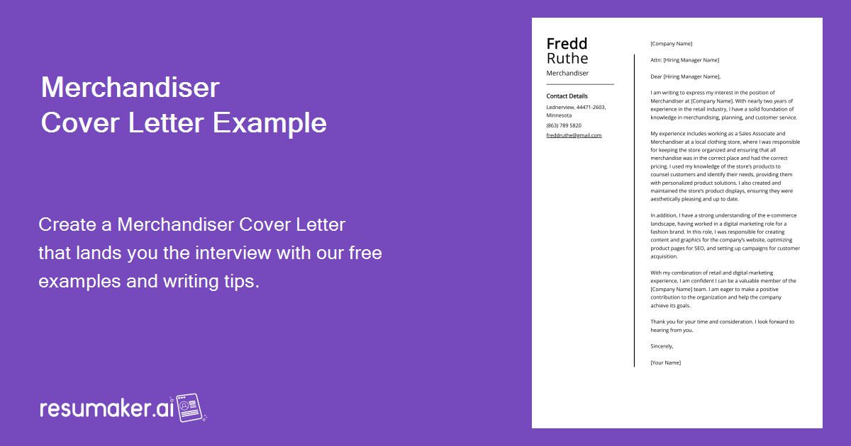 Merchandiser Cover Letter: Job Description, Sample & Guide