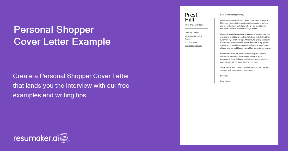 Personal Shopper Cover Letter Examples (Template & 20+ Tips)