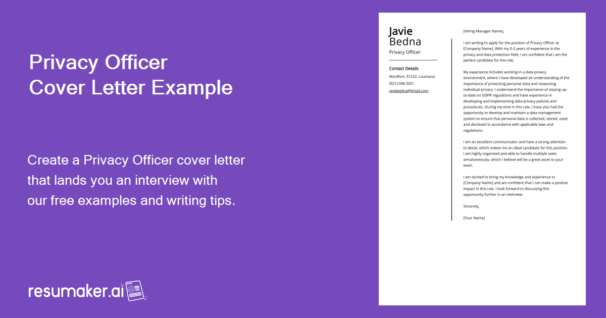 Privacy Officer Cover Letter Examples (Template & 20+ Tips)