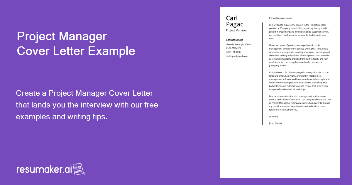 Project Manager Cover Letter Examples (Template & 20+ Tips)