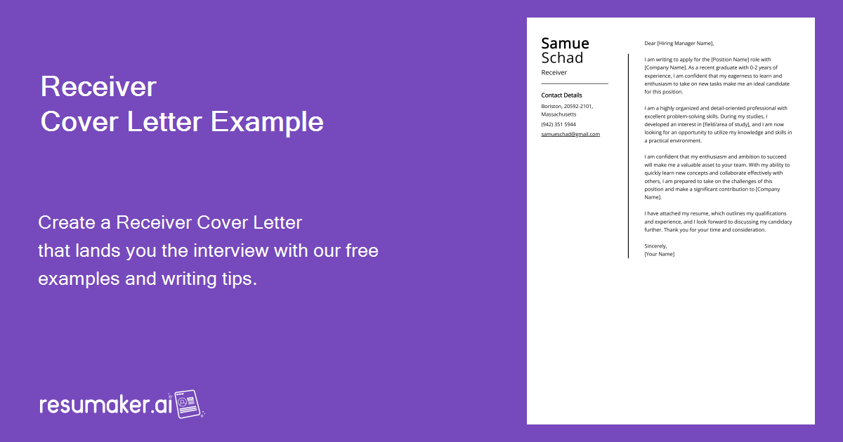 Receiver Cover Letter Examples (Template & 20+ Tips)