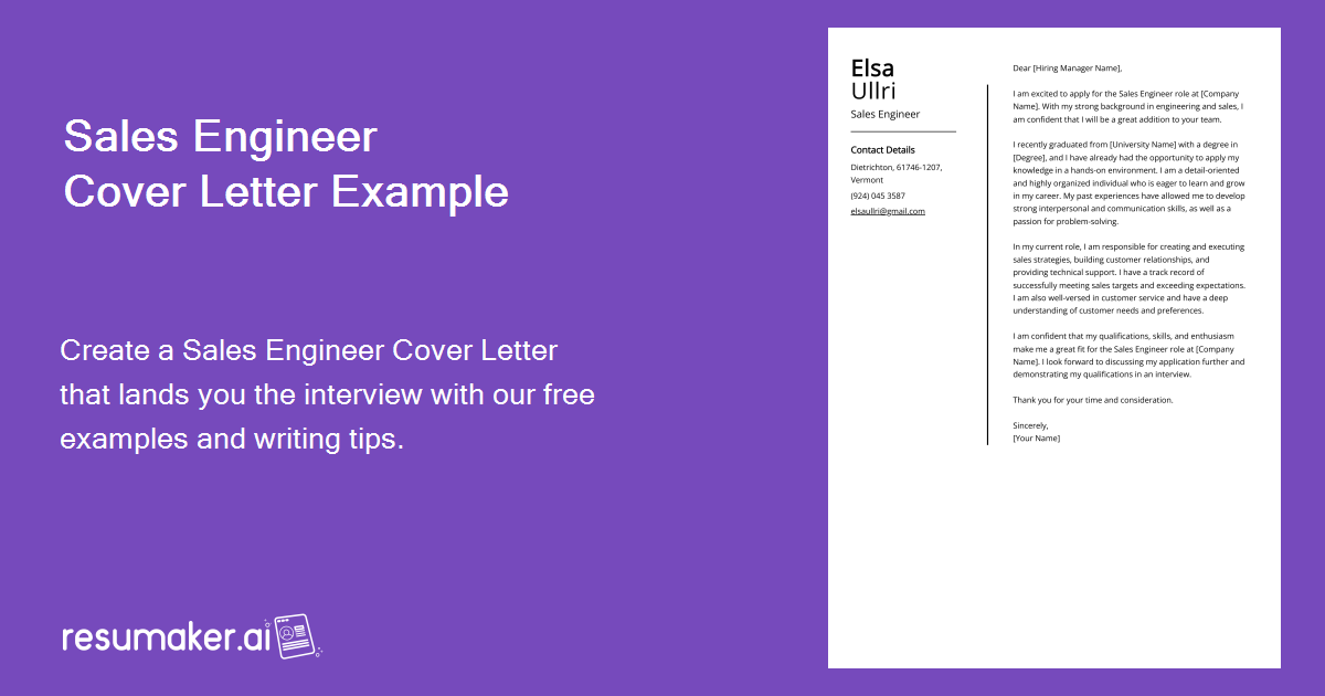 Sales Engineer Cover Letter Examples (Template & 20+ Tips)
