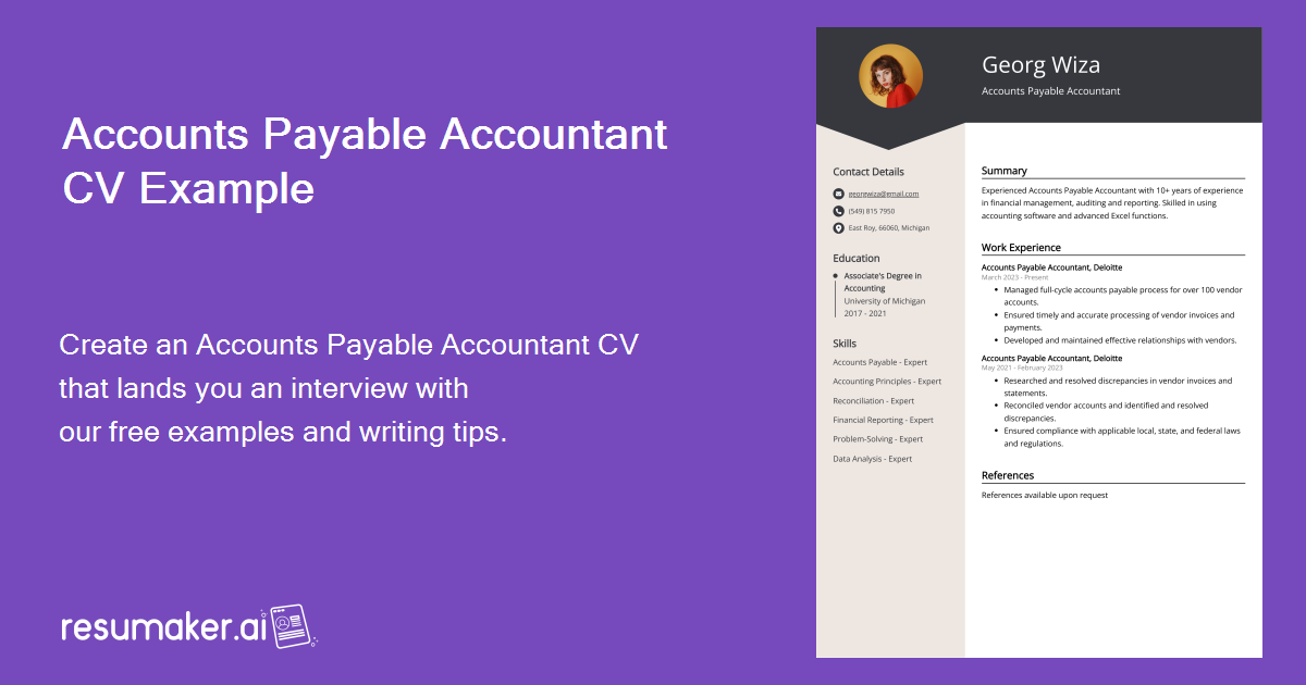 Accounts Payable Accountant CV Example for 2023 (Skills & Templates)